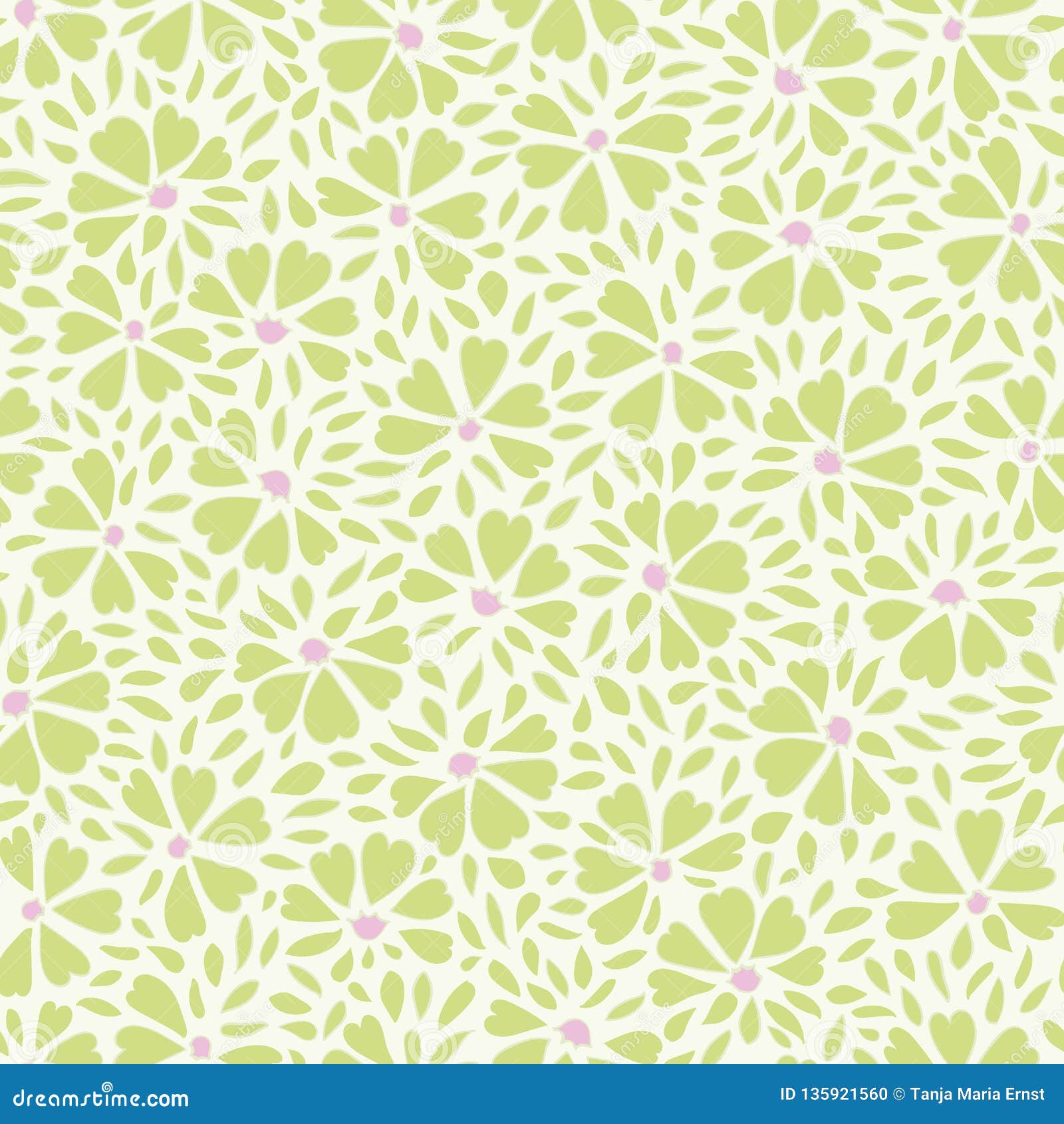 White Green Pattern with Abstract Flower. Stock Vector - Illustration ...