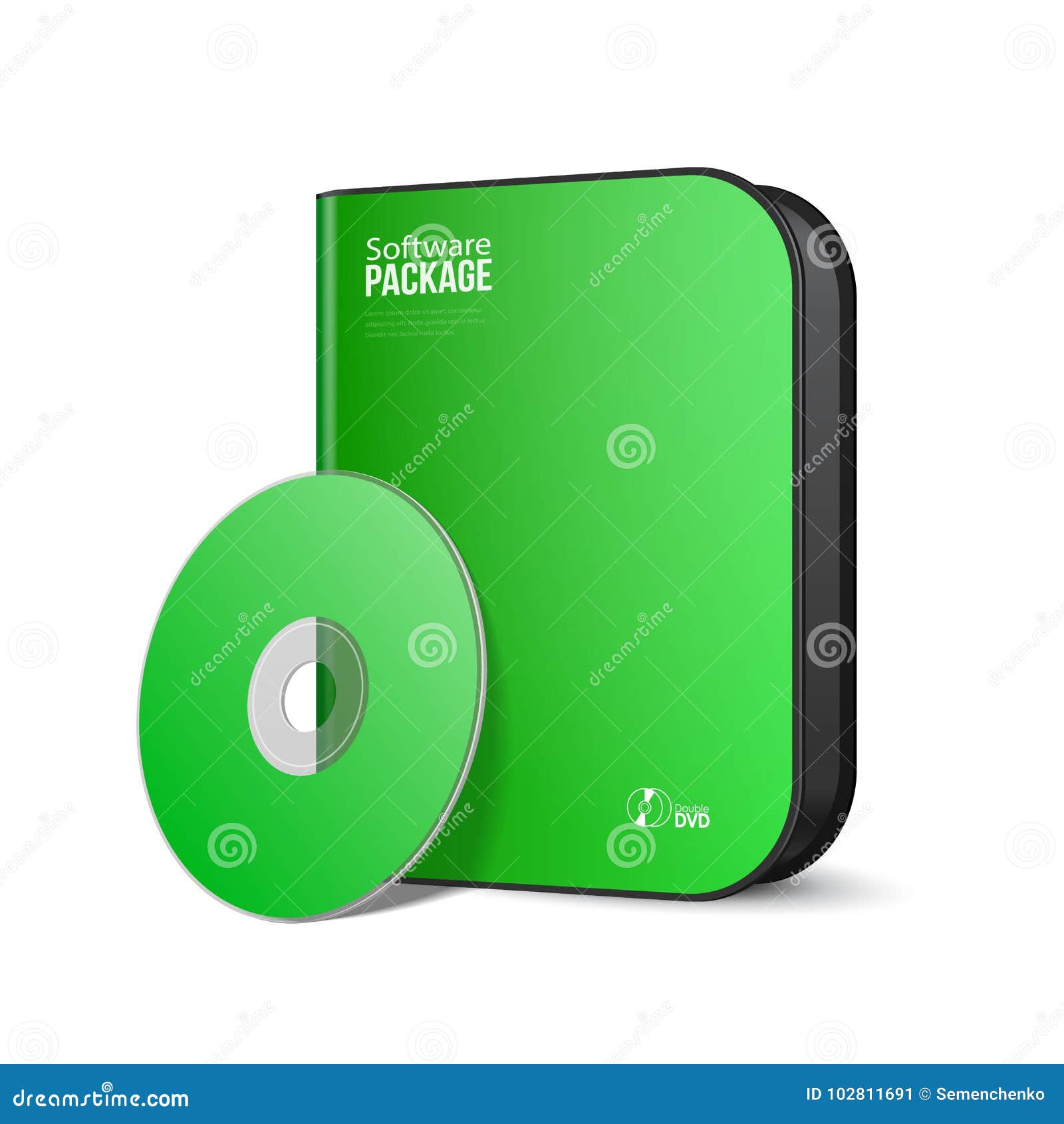 White Green Rounded Modern Software Package Box with DVD, CD Disk Stock ...