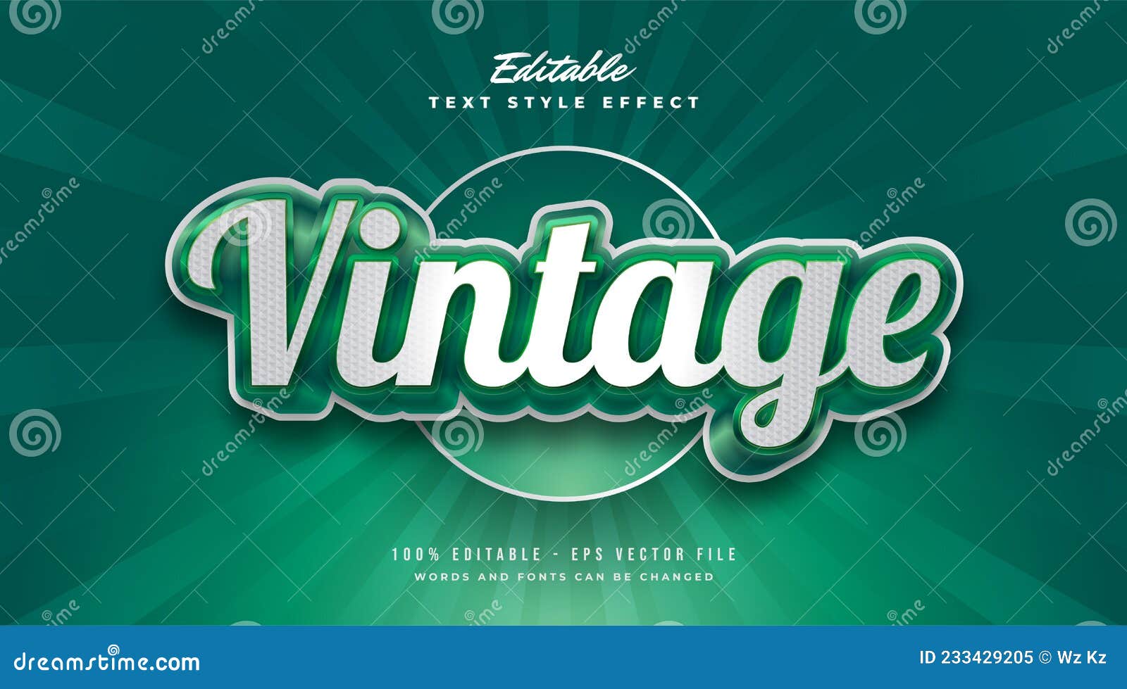 White and Green Vintage Text Style with 3D and Embossed Effect ...