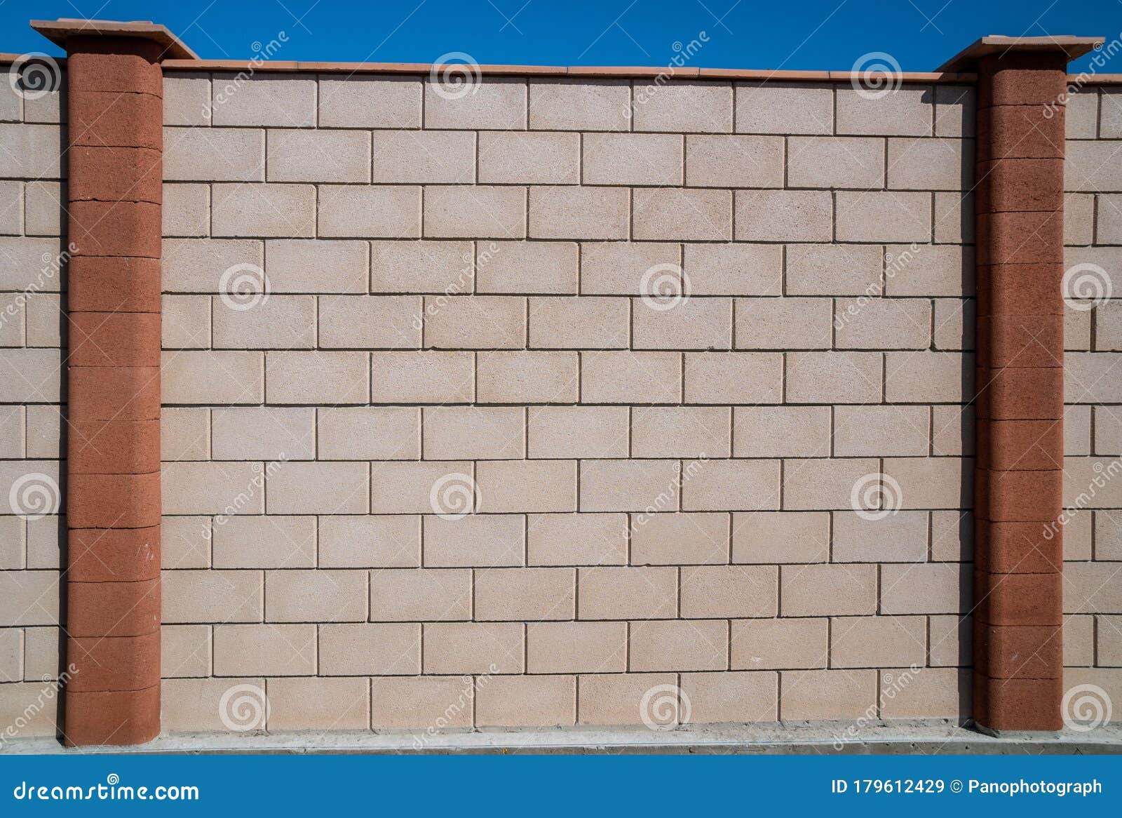 White Grey Brick Wall Concrete Texture with Orange Columns. Grunge ...