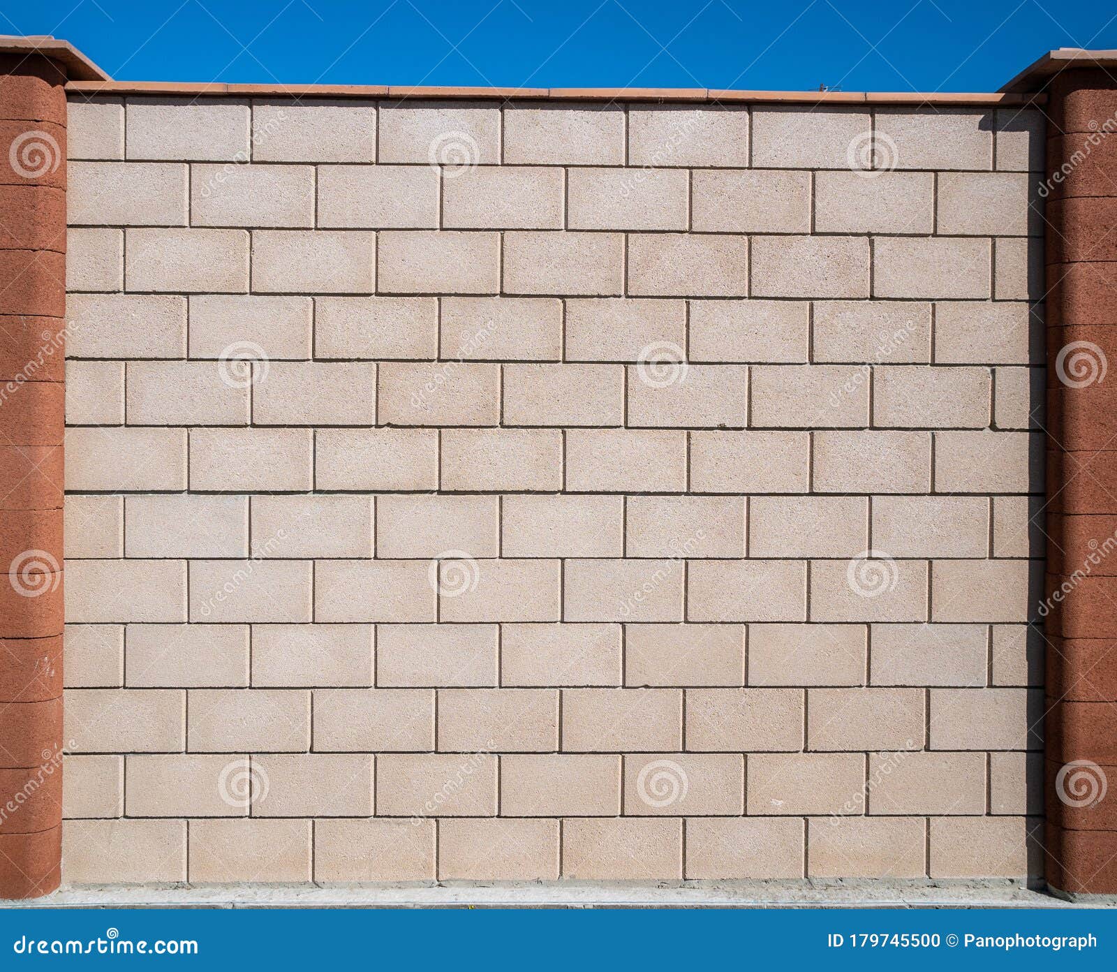 White Grey Brick Wall Concrete Texture with Orange Columns. Grunge ...