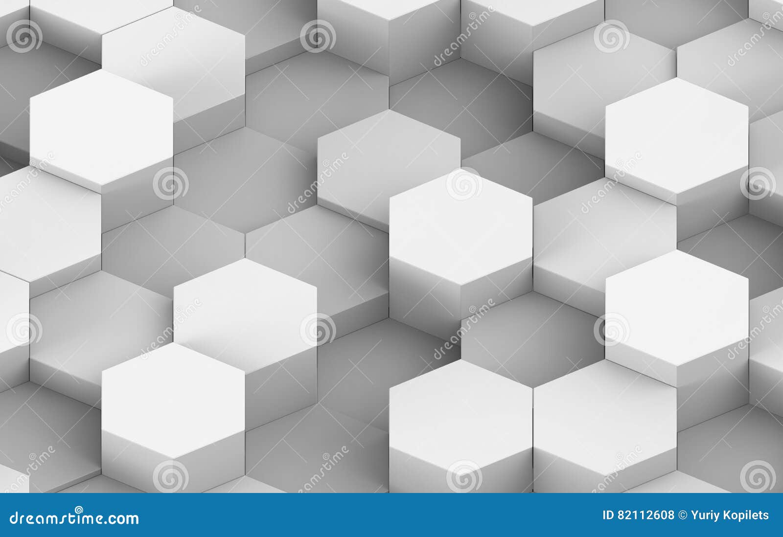 White and Grey Hexagon Background Texture. 3d Render Stock Illustration ...