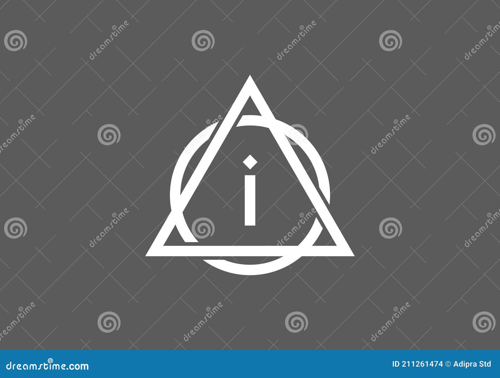 White Grey of I Initial Letter in Triangle Circle Frame Stock Vector ...