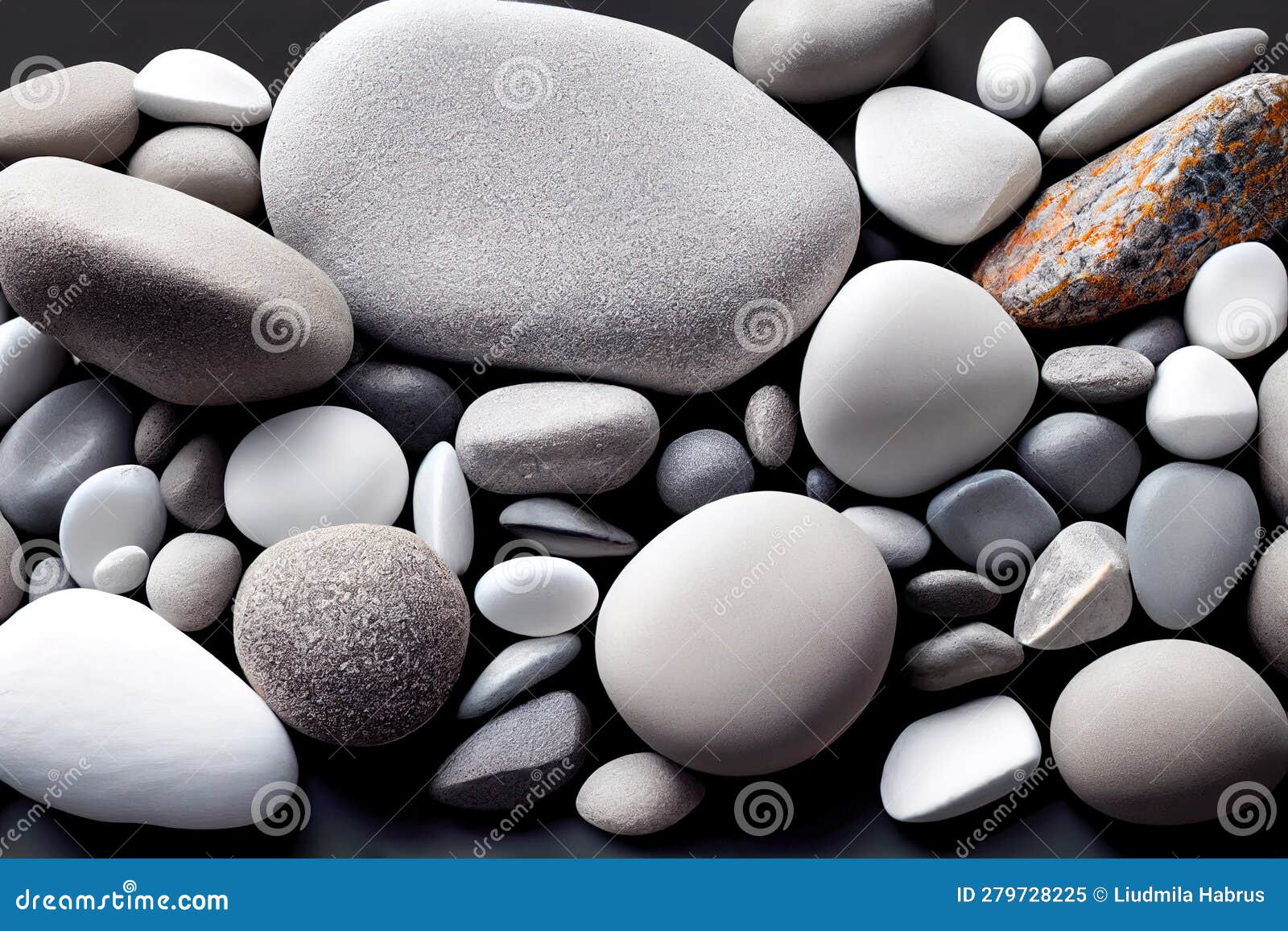 White and Grey Pebbles on Black Sand Beach, Natural Background ...