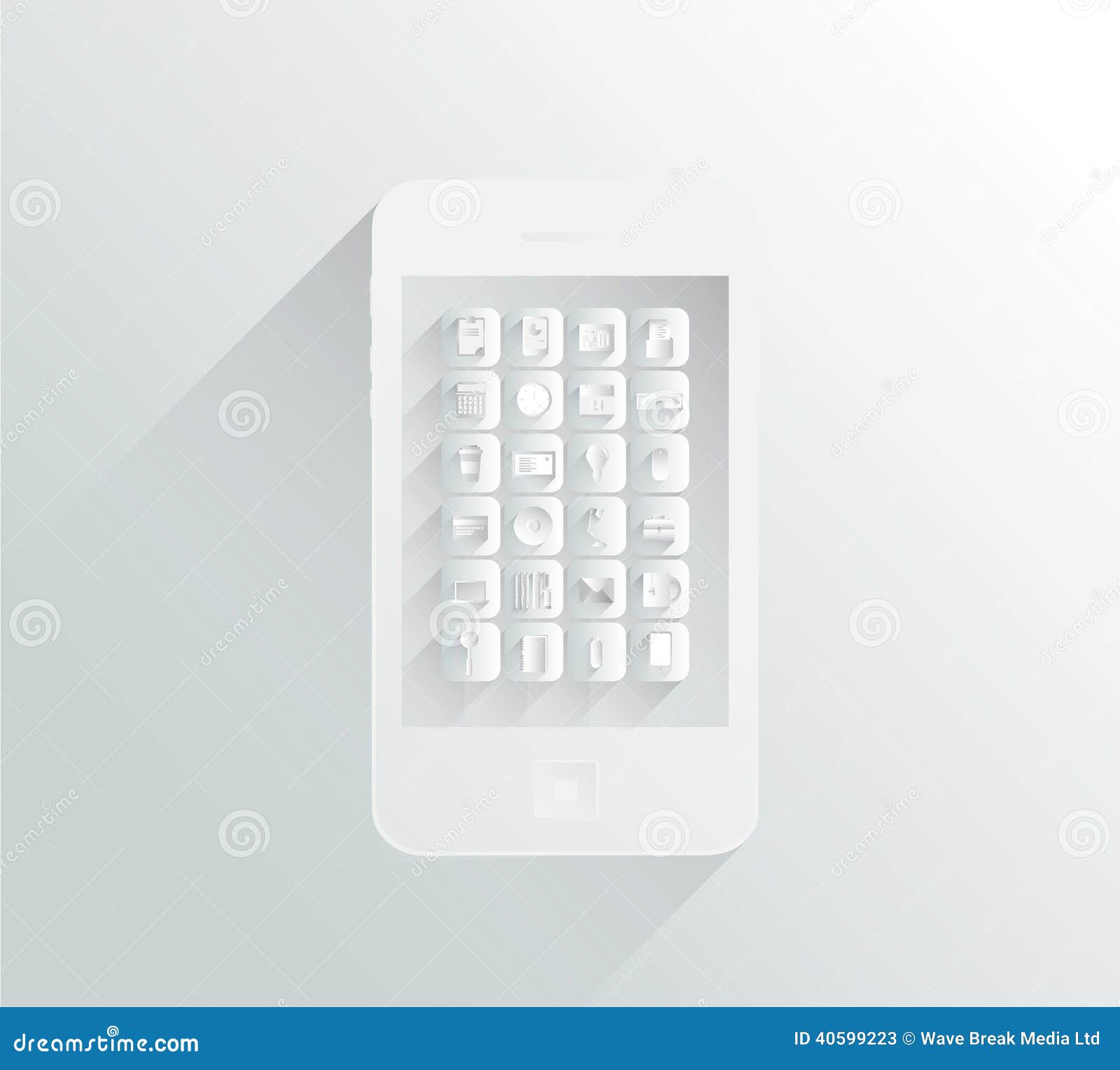 White and Grey Smartphone with Apps in Simple Design Stock Vector ...