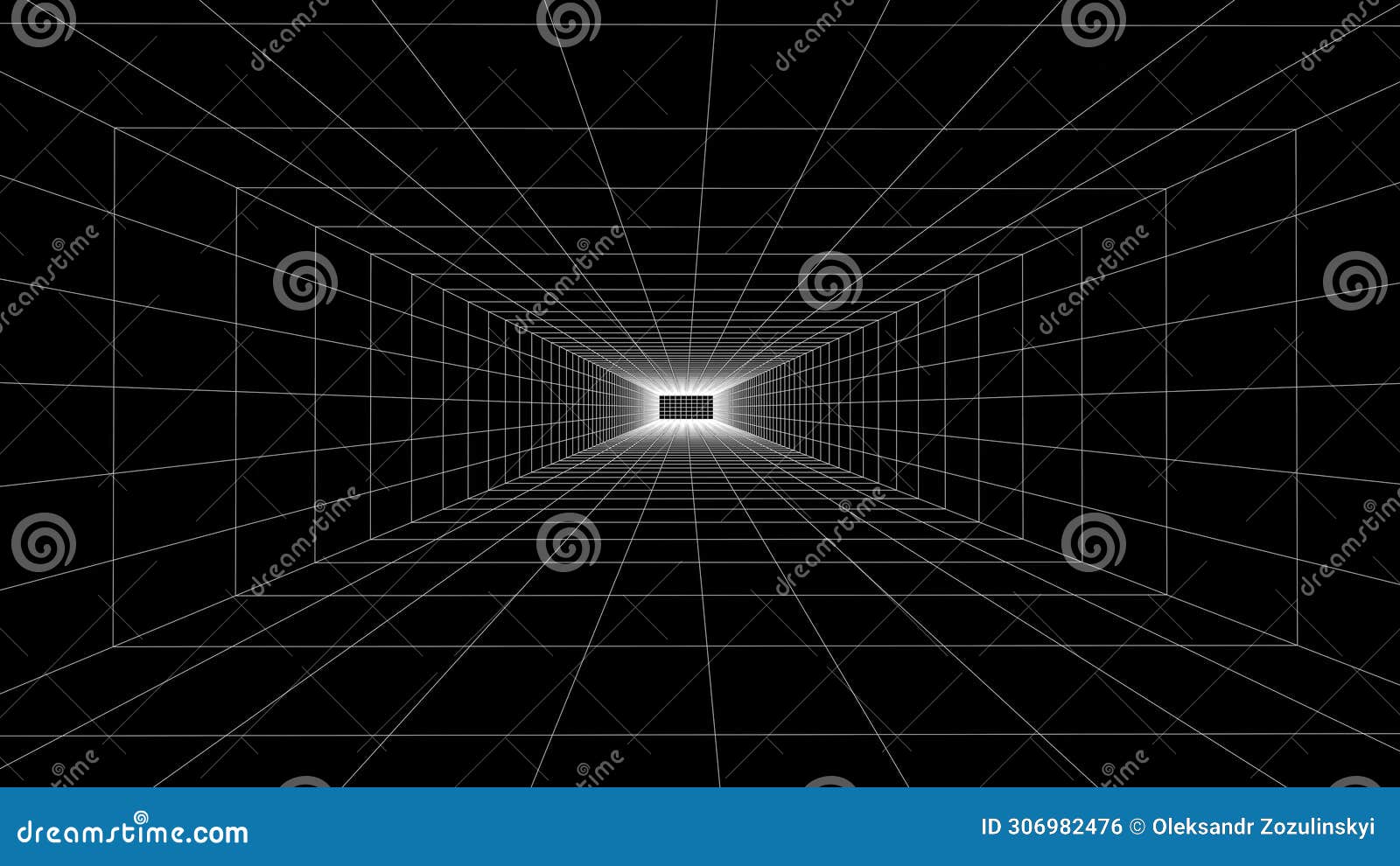 White Grid Tunnel Move Inside Straight and Back 3d Stock Illustration ...