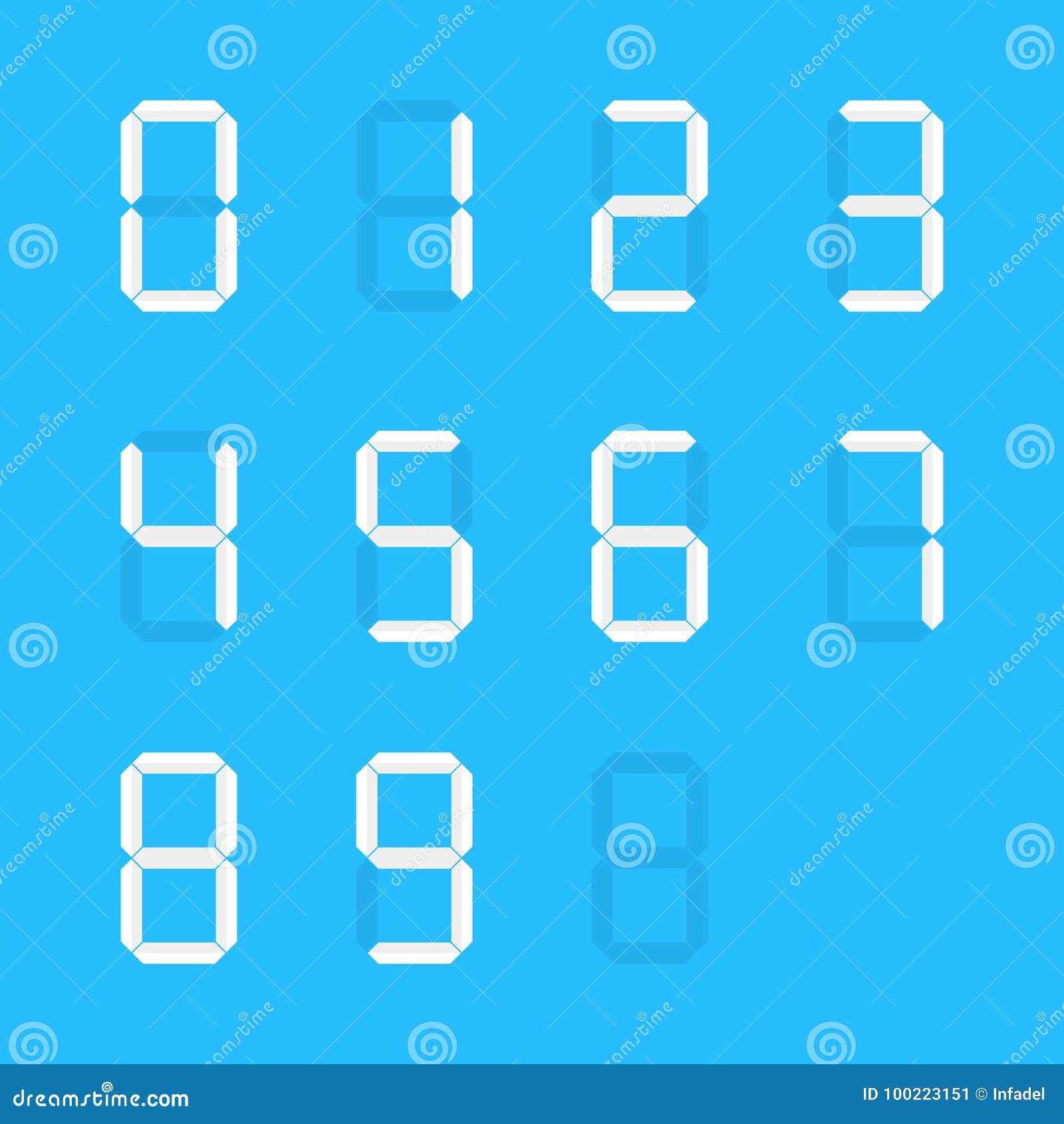 White Group of Simple Digital Numbers Stock Vector - Illustration of ...