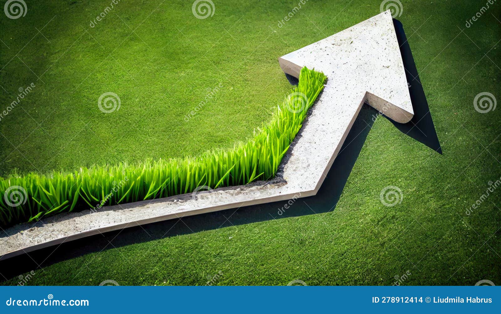 White Growth Arrow and Lawn. Generative AI Stock Illustration ...