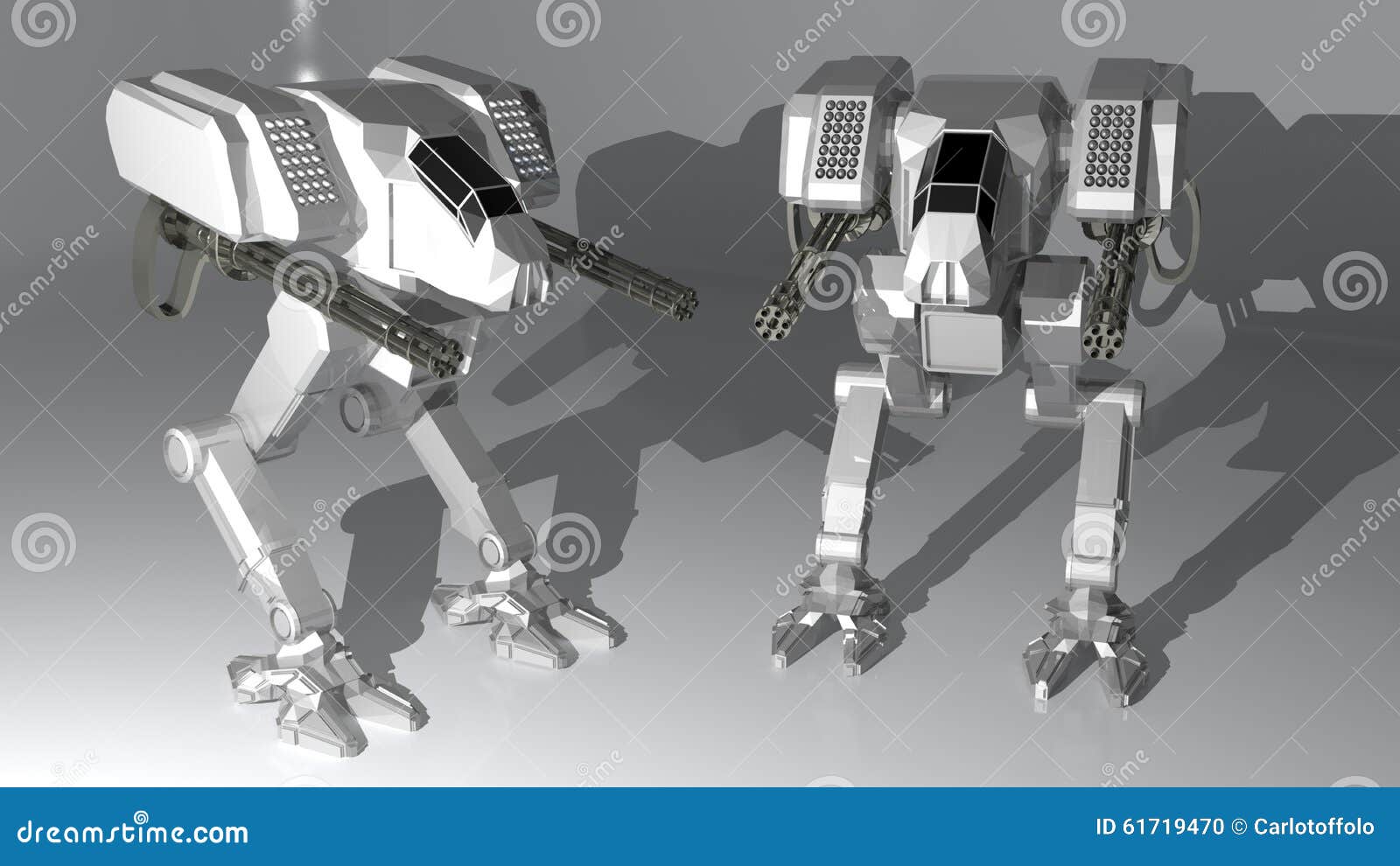 Robots Warriors. Characters In Exoskeleton Brutal Future Soldiers ...