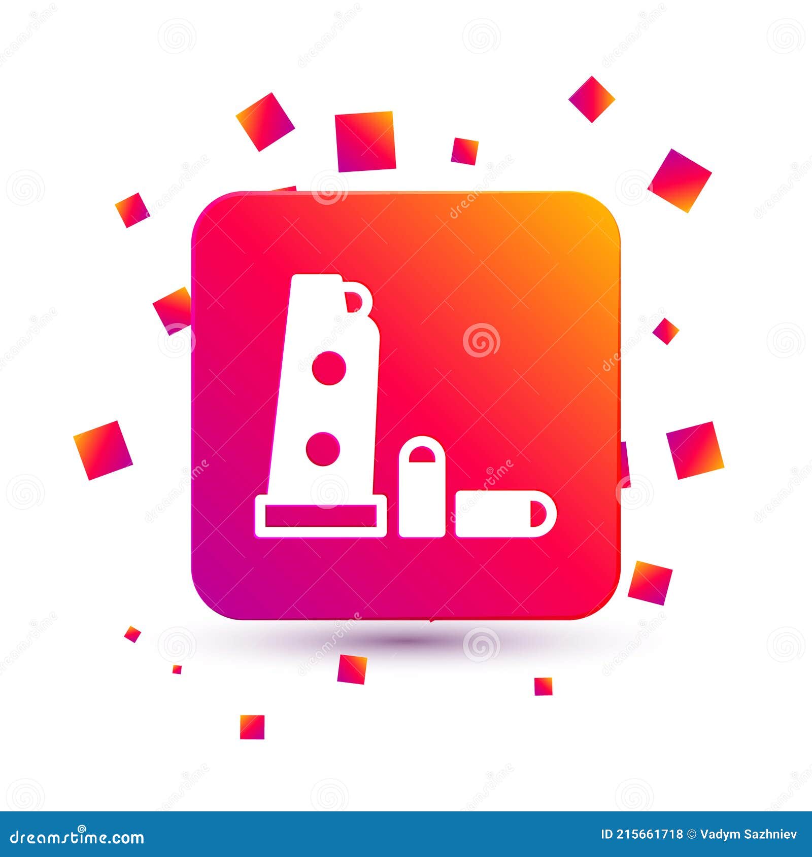 White Gun Magazine and Bullets Icon Isolated on White Background ...