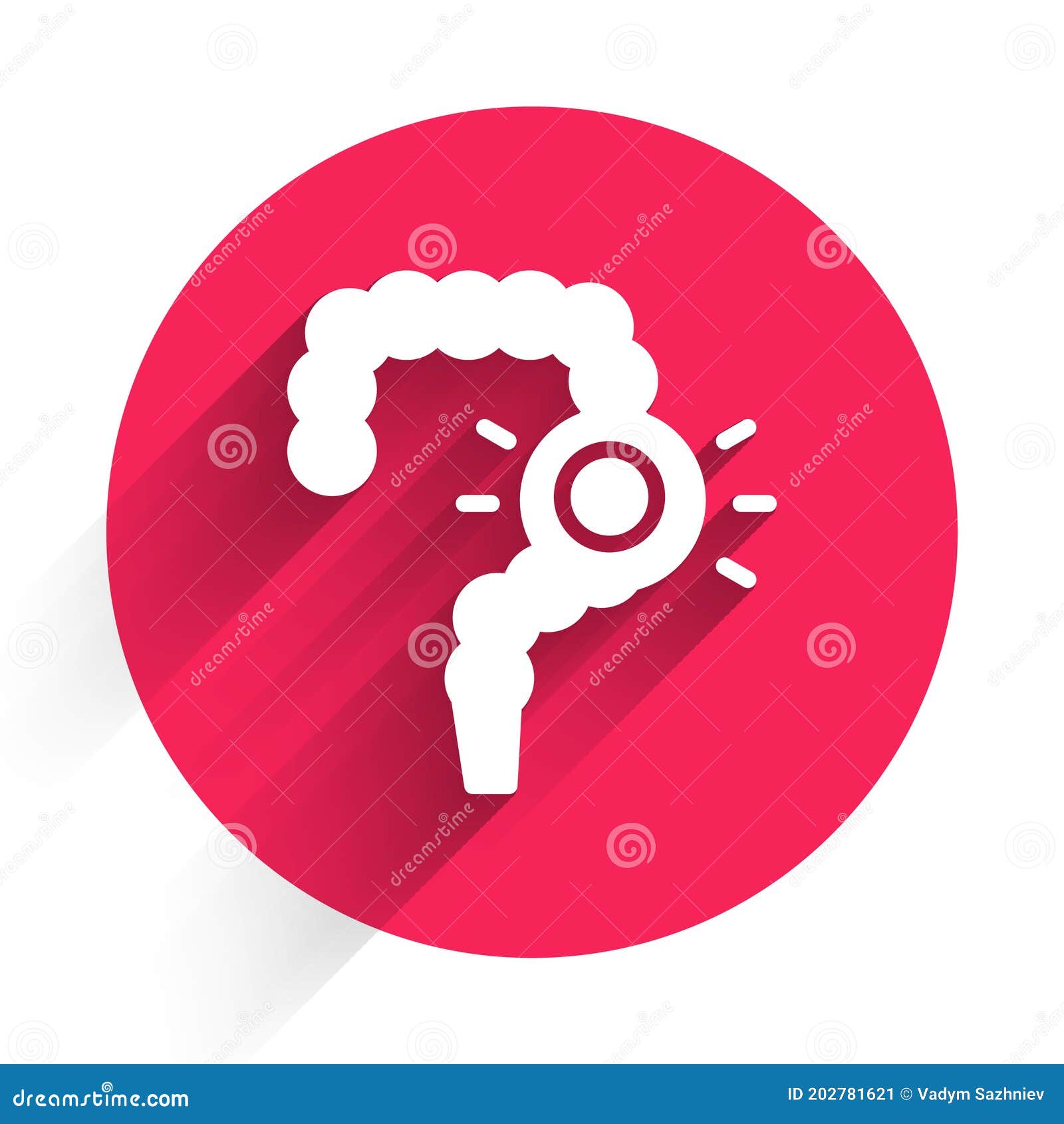 White Gut Constipation Icon Isolated with Long Shadow. Bowel Problems ...