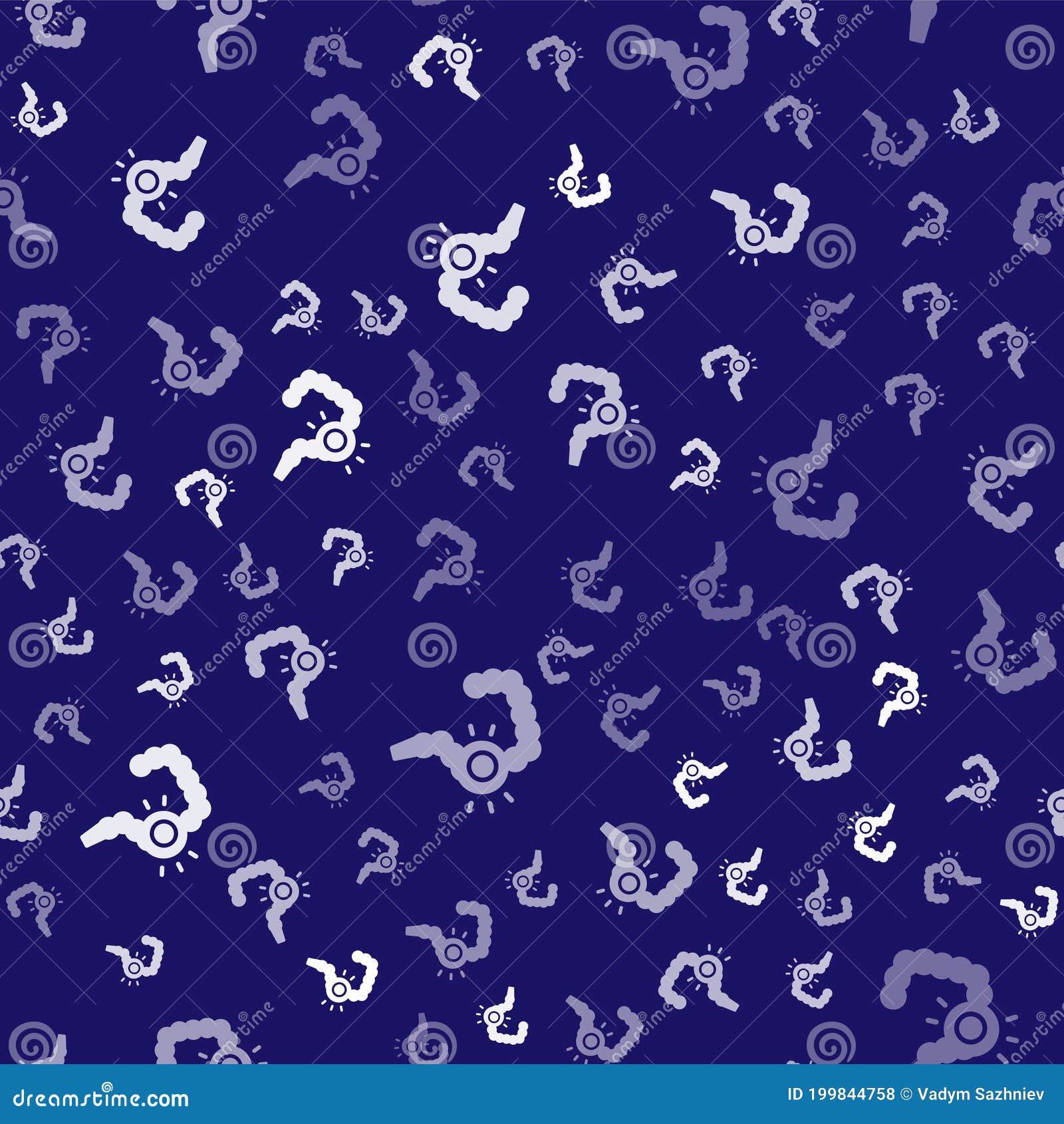 White Gut Constipation Icon Isolated Seamless Pattern on Blue ...
