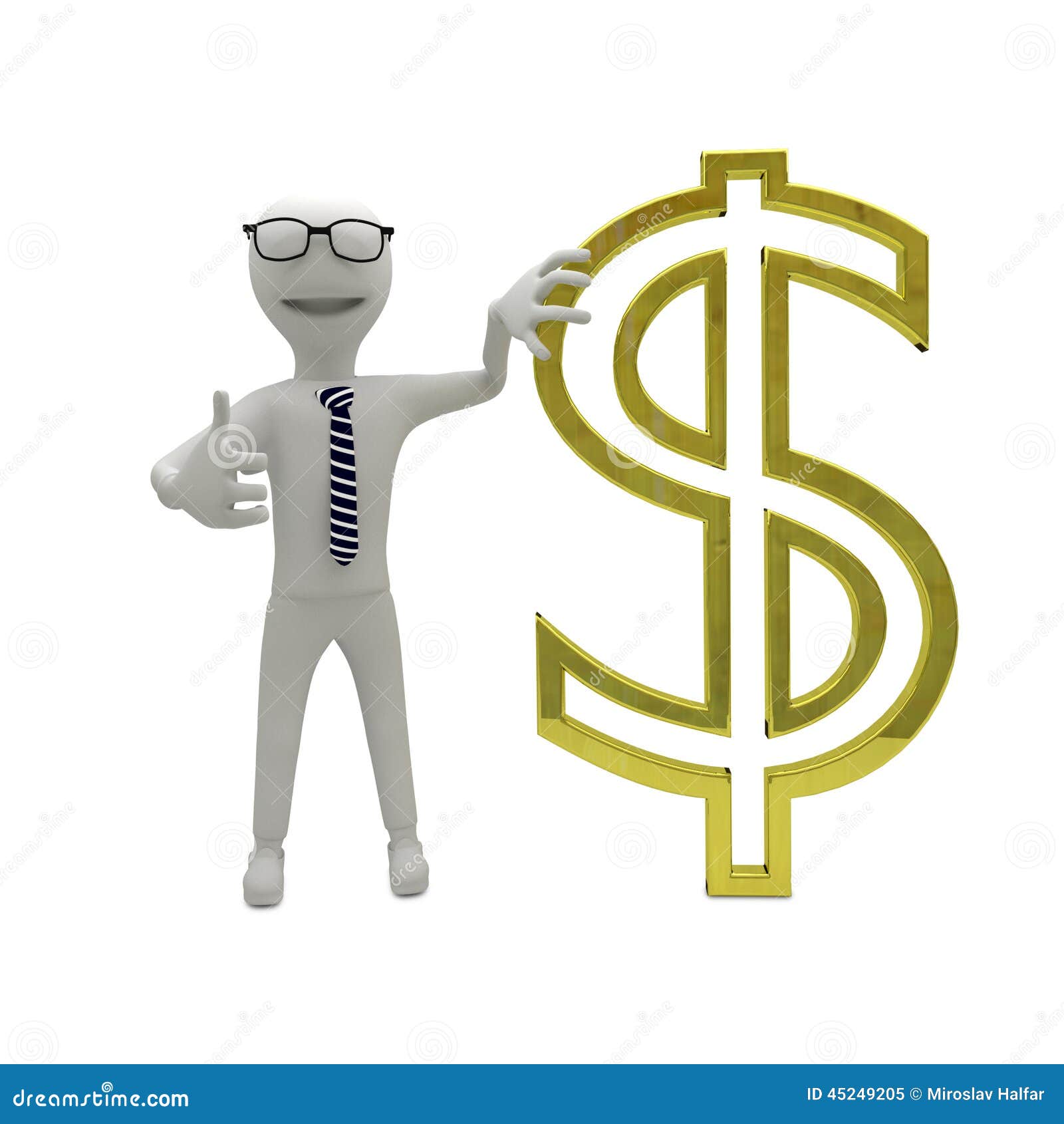 White Guy with Dollar Currency Symbol Stock Illustration - Illustration ...