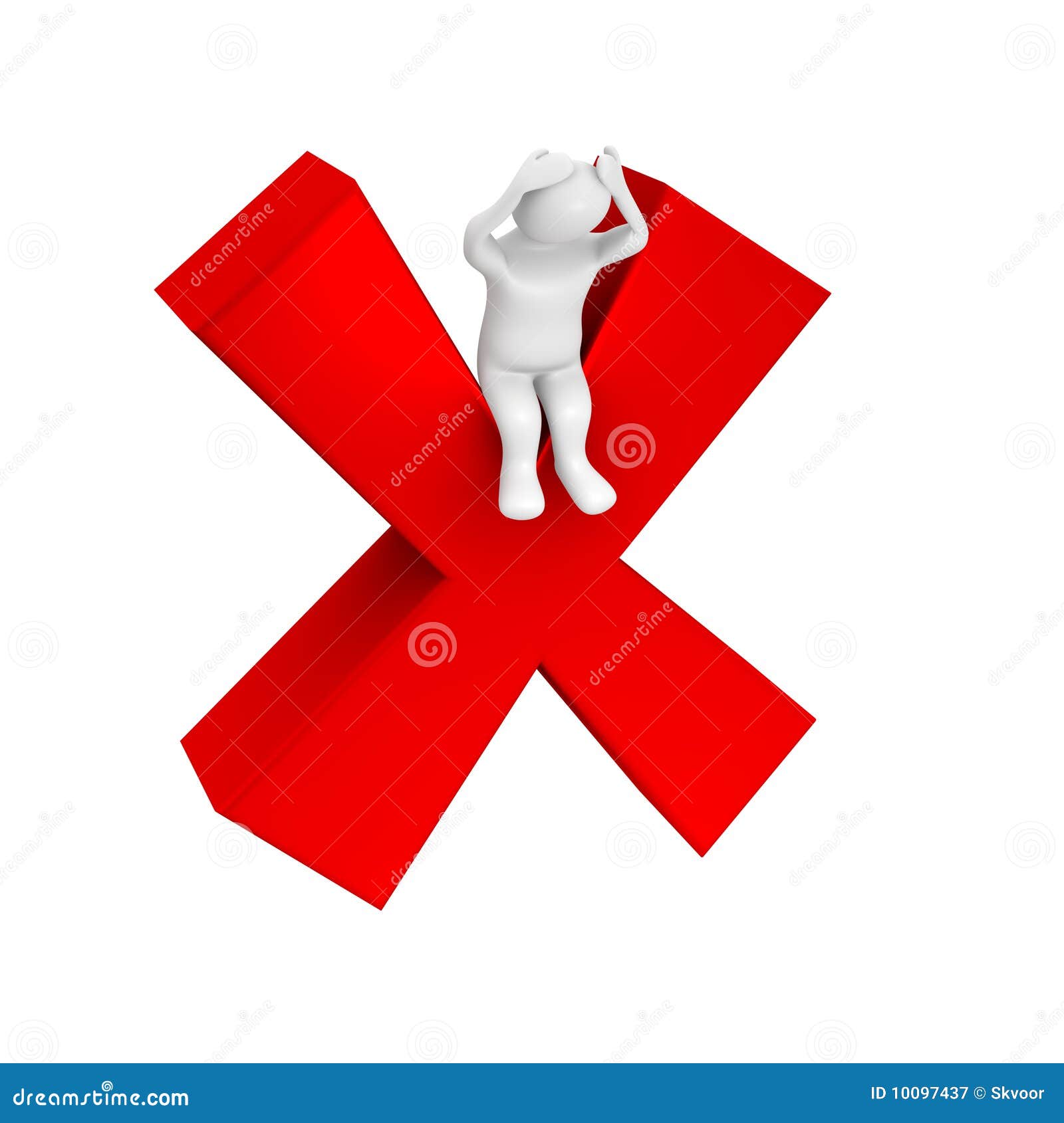 White Guy and Failed Symbol Stock Illustration - Illustration of render ...