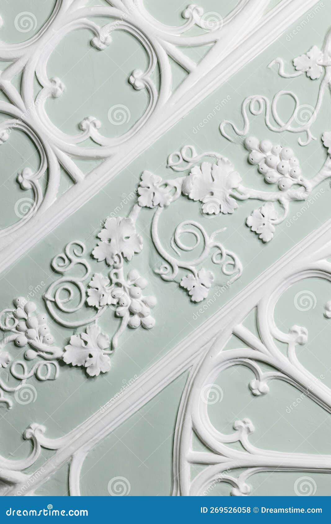 White Gypsum Bas-relief Design Details with Vine Pattern Stock Photo ...