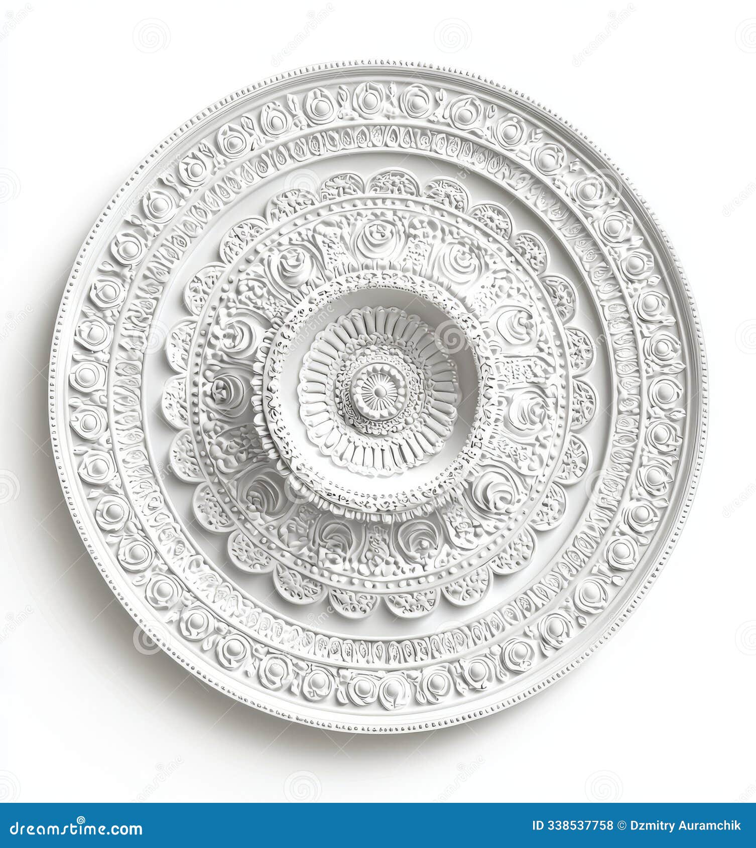 A White Gypsum Decoration Element for an Interior. a 3D Rendering is ...