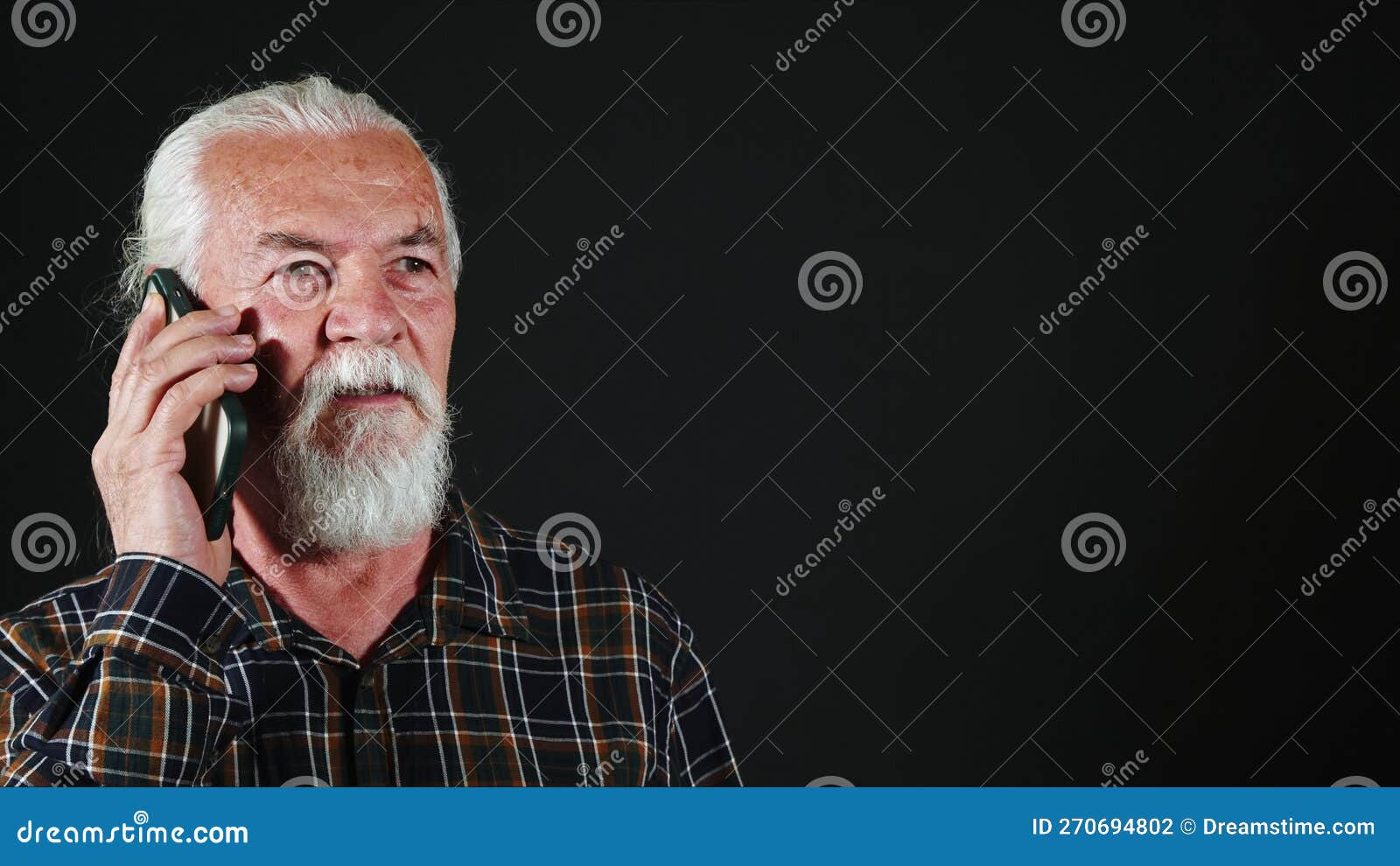 The White Haired Old Man Talks on the Cellphone Stock Photo - Image of smart, middle: 270694802