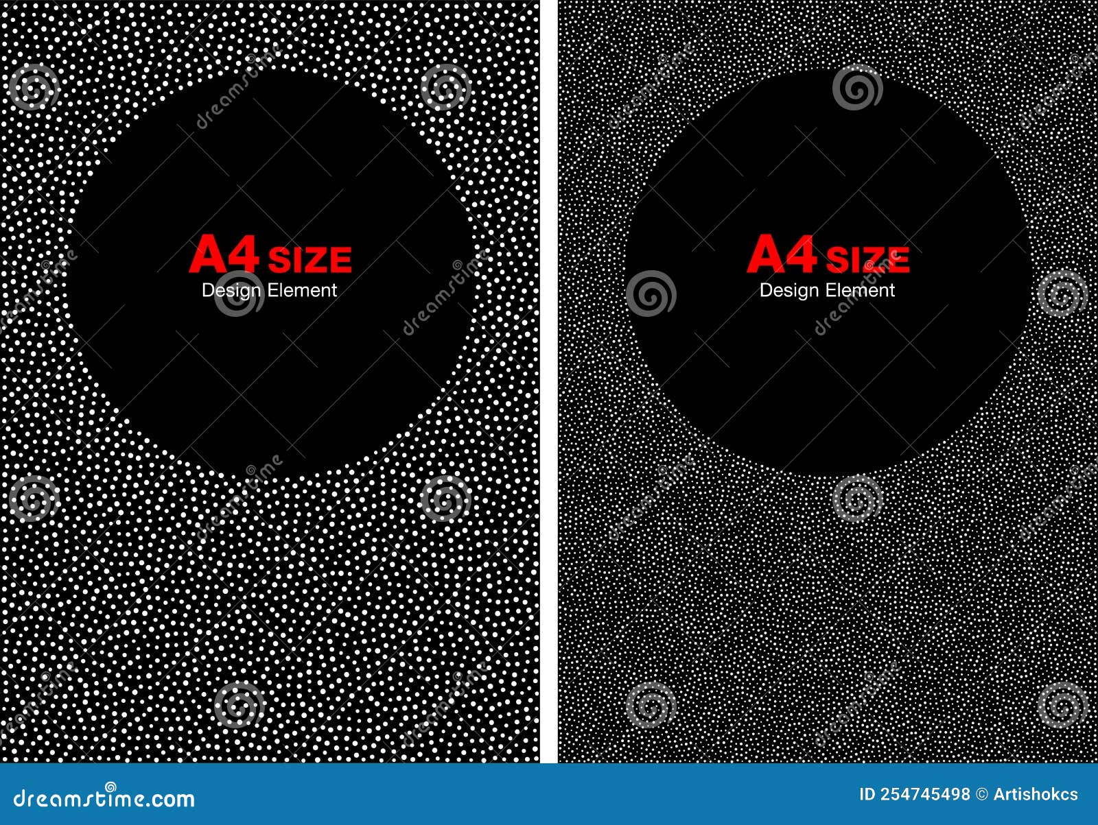 White Halftone Circle Dots Frames Set. A4 Size. Stock Vector ...