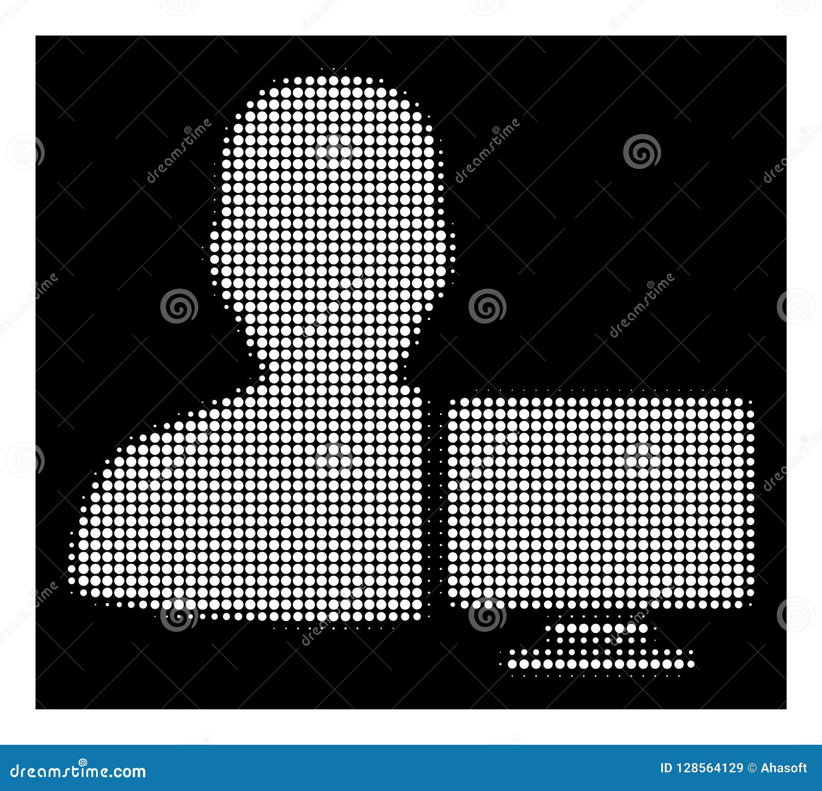 White Halftone Computer Administrator Icon Stock Vector - Illustration ...