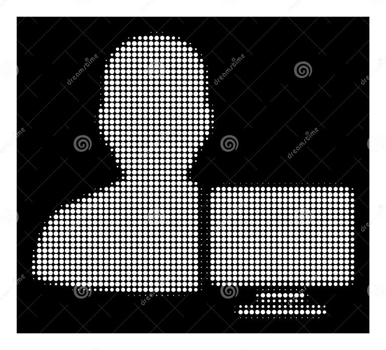 White Halftone Computer Administrator Icon Stock Vector - Illustration ...