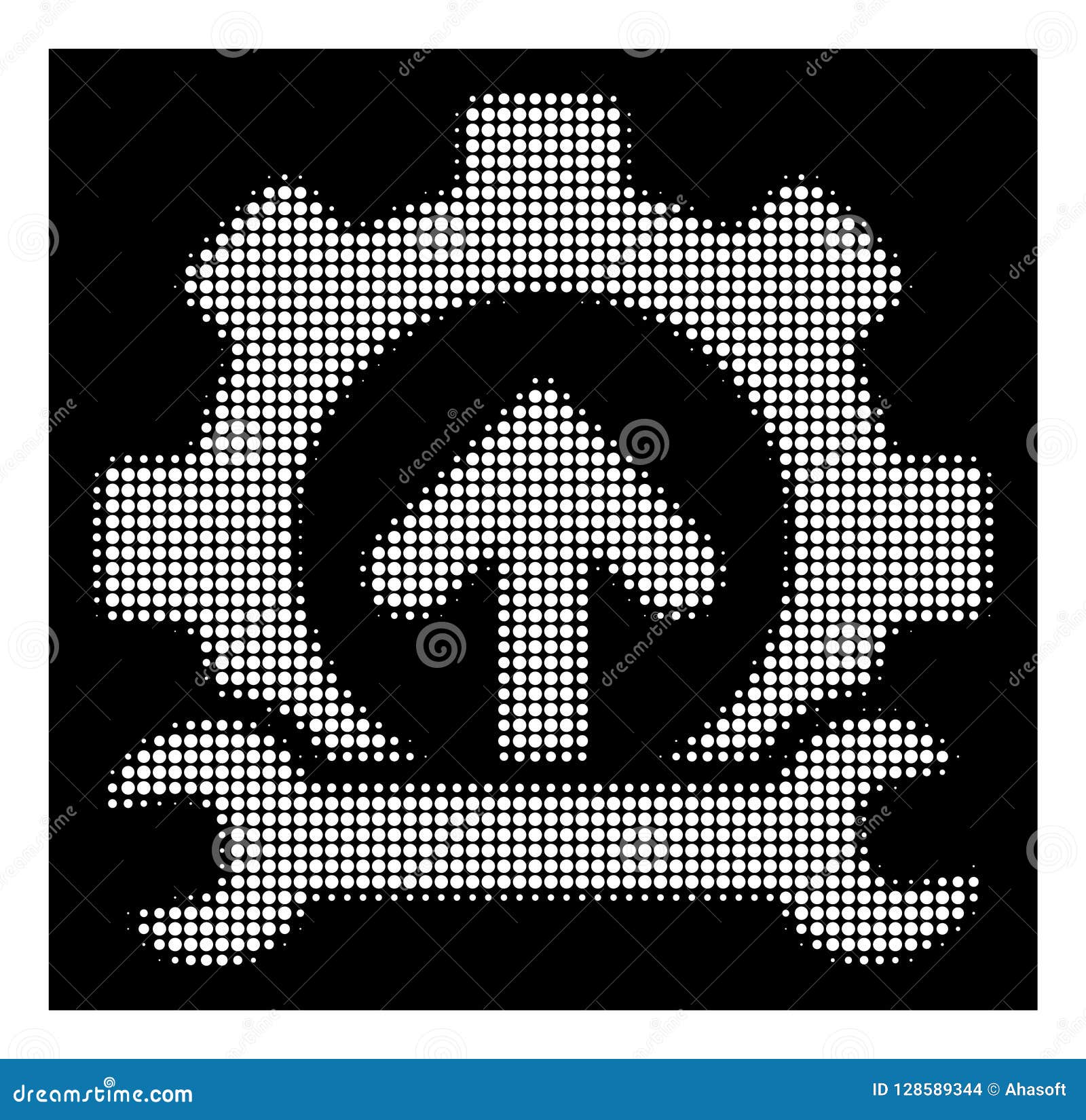 White Halftone Gear Integration Tools Icon Stock Vector - Illustration ...