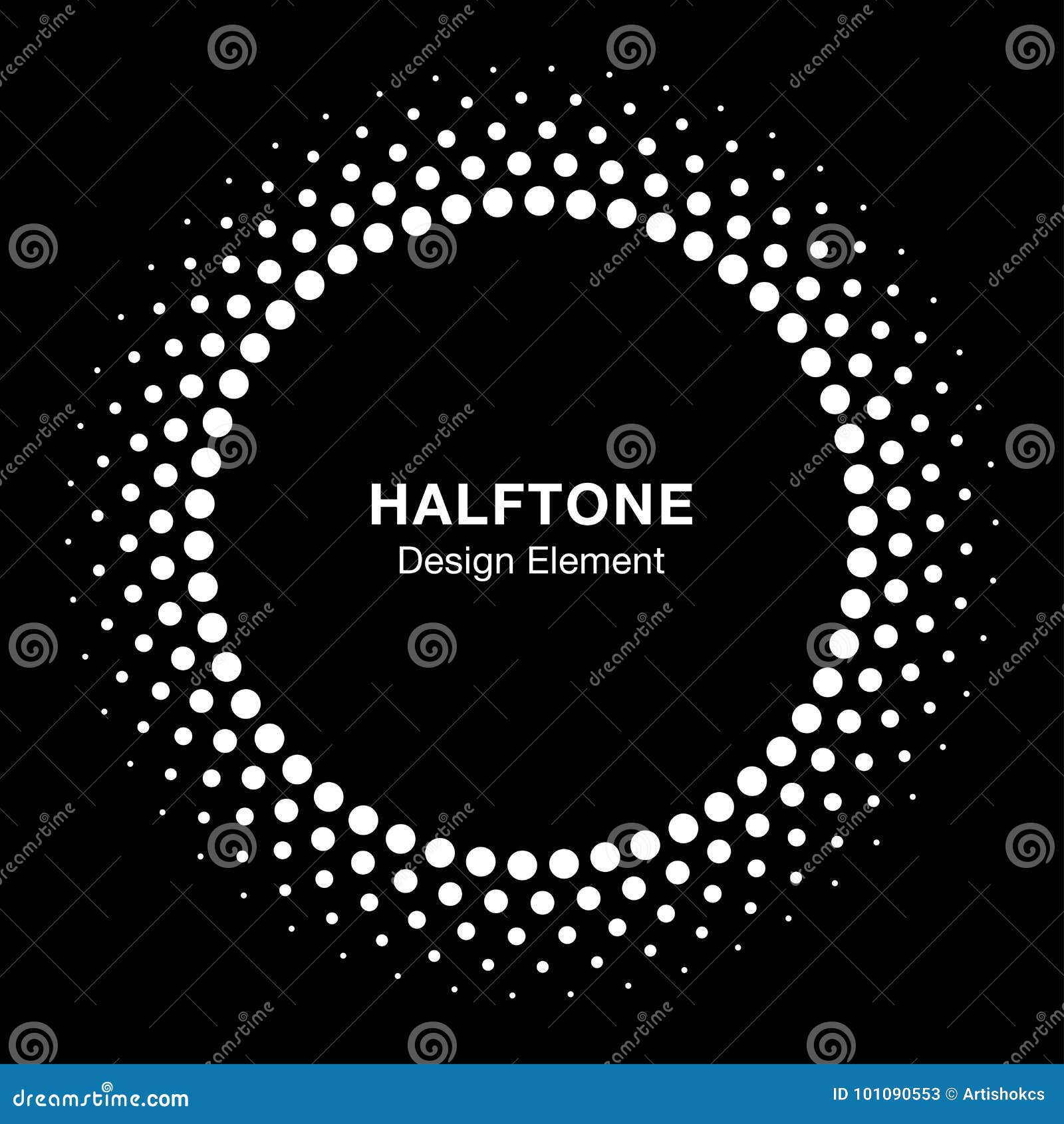 White Halftone Vector Circle Frame Dots Logo Emblem, Design Element for ...