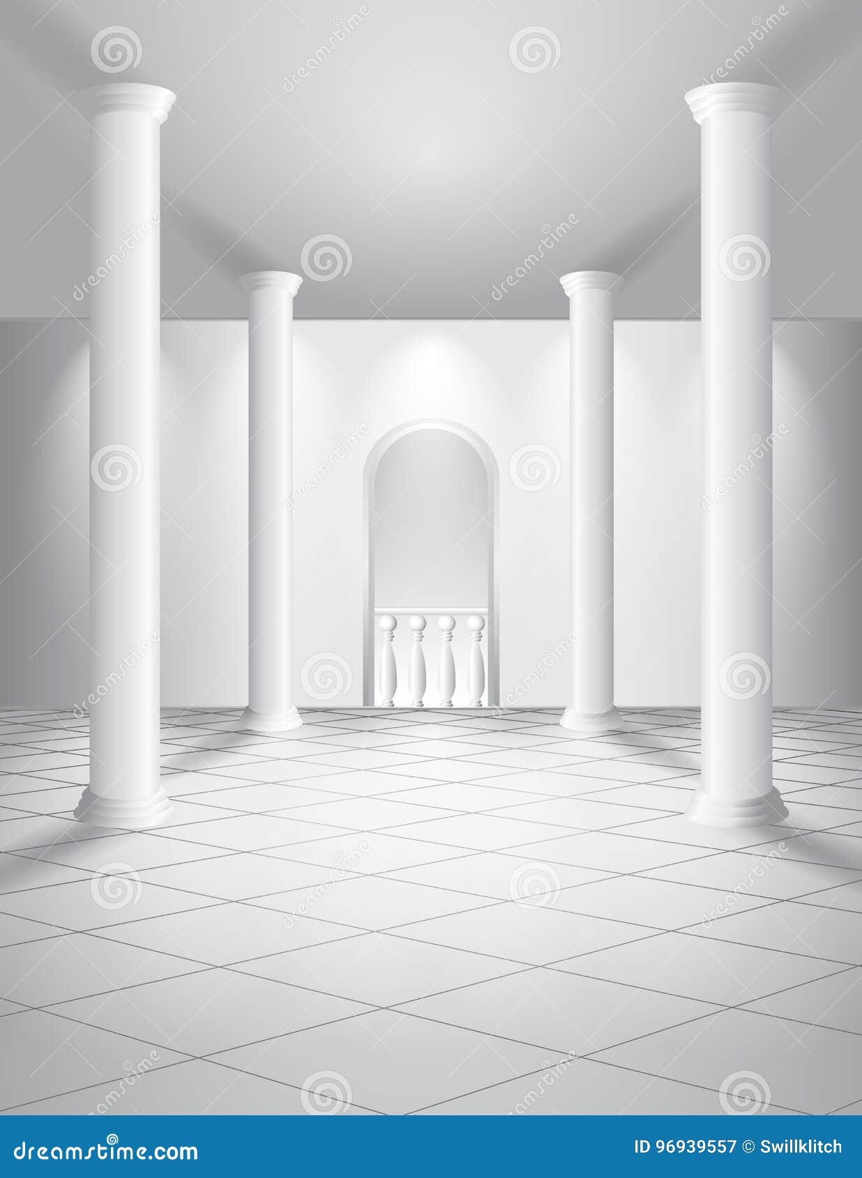 White hall with columns stock vector. Illustration of decoration - 96939557