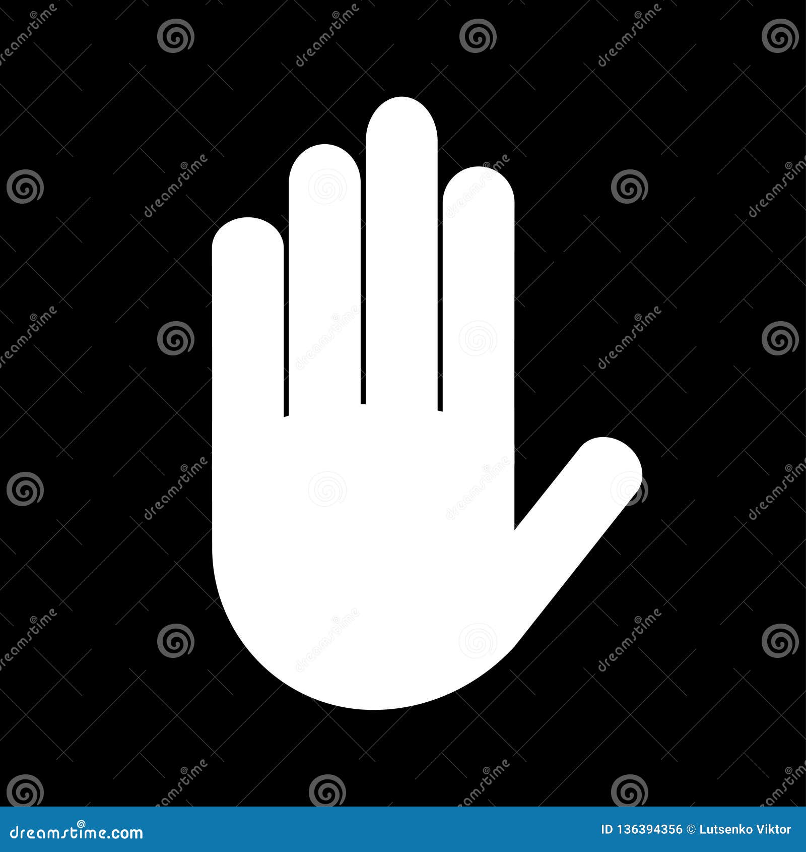 Cool White Hand on Black Background Icon Stock Illustration ...