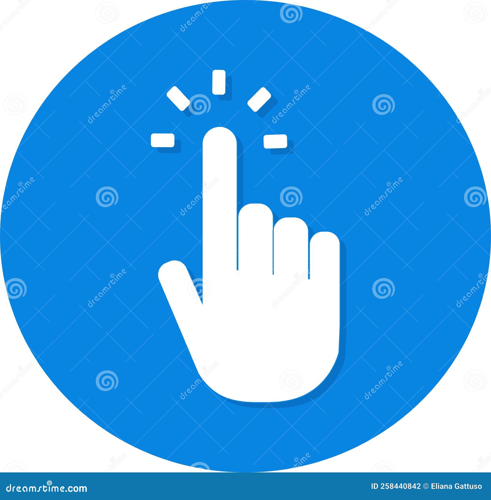 White Hand Click Icon in Blue Circle. Flat Desing Vector Stock Vector ...