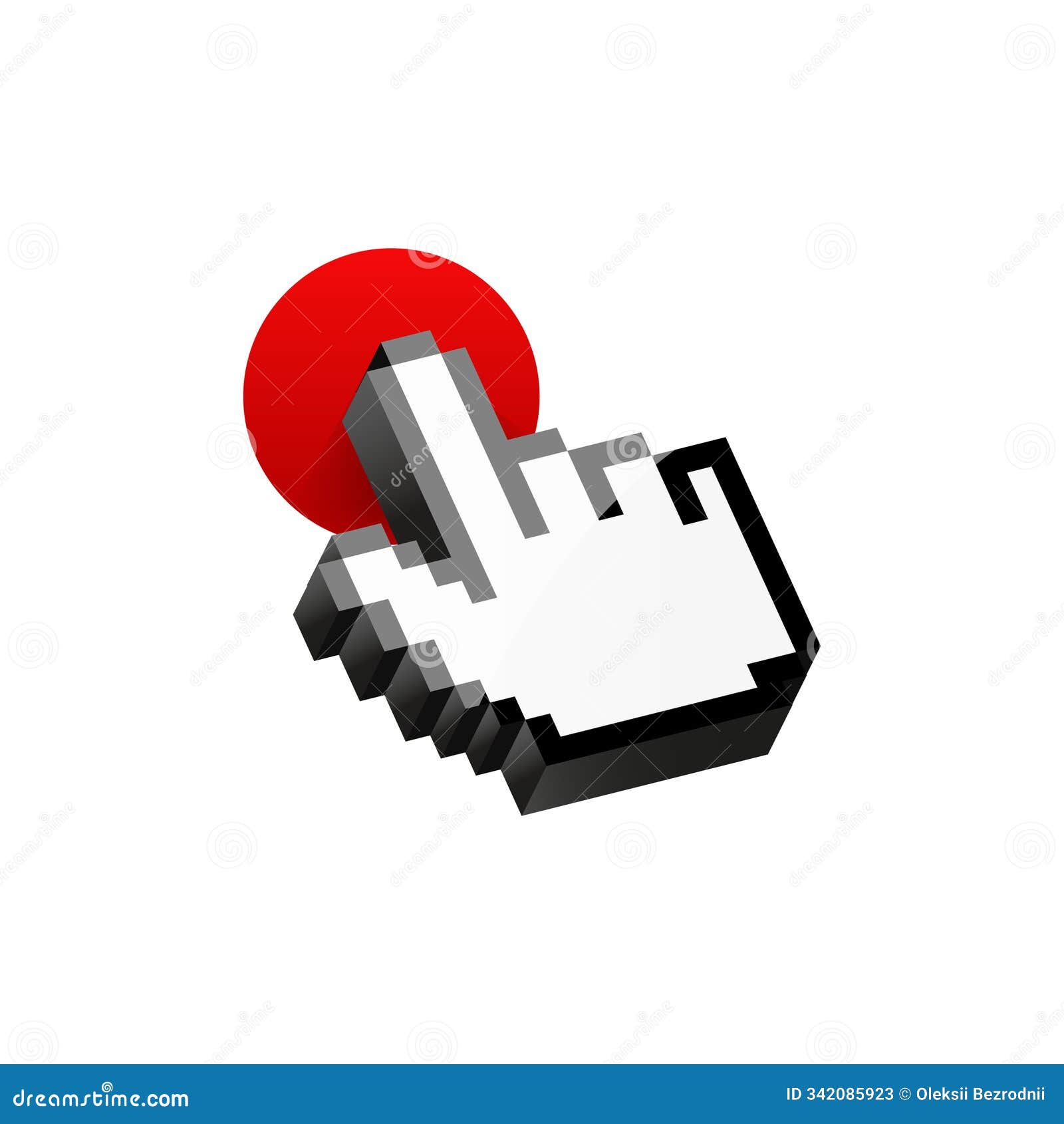 White Hand Cursor for Computer Click on Red Button. Stock Illustration ...