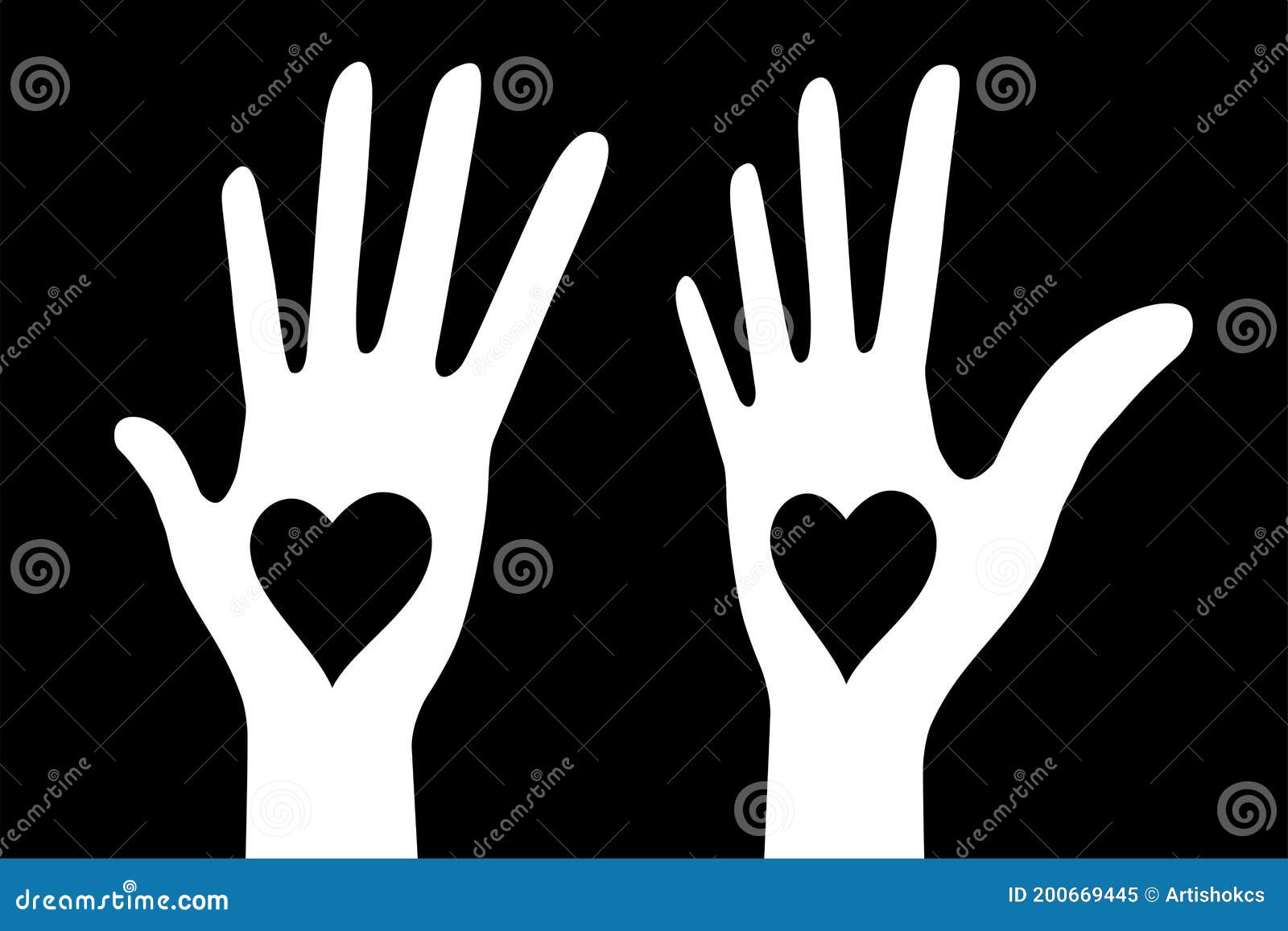 White Hand with Heart Icon Set. Vector Logo Illustration Stock ...
