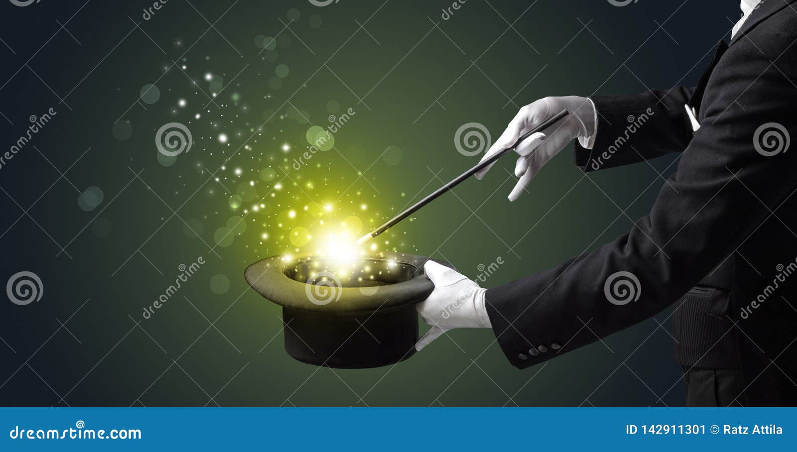 Hand Conjuring Magical Blue Energy In Front Of Ornate Door Stock Image ...