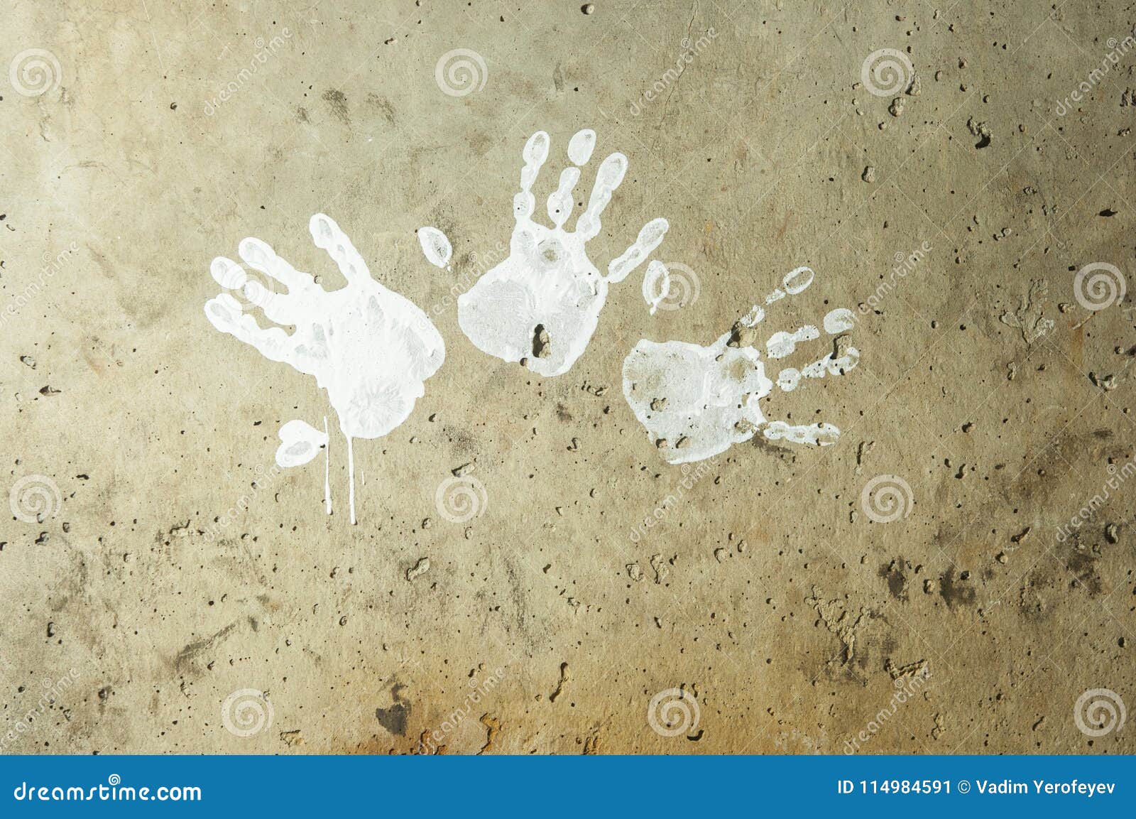 White Hand Paint Prints on Dark Rough Wall Stock Image - Image of ...