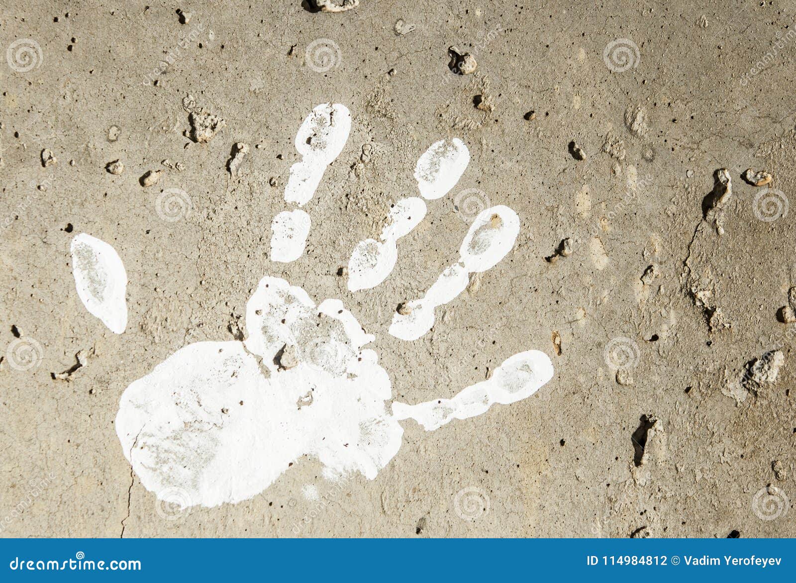 White Hand Paint Prints on Dark Rough Wall Stock Photo - Image of hand ...