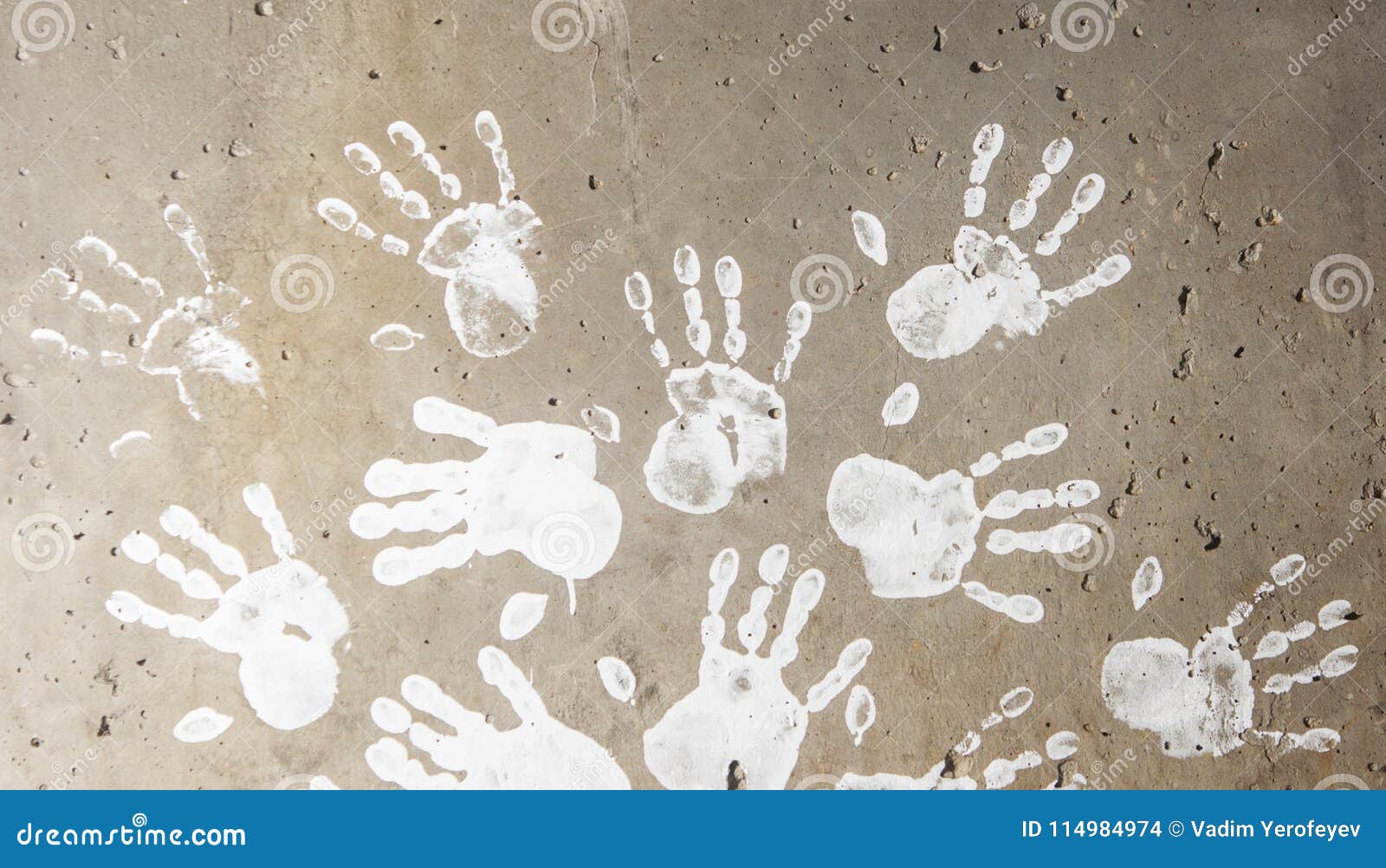 White Hand Paint Prints on Dark Rough Wall Stock Photo - Image of hand ...