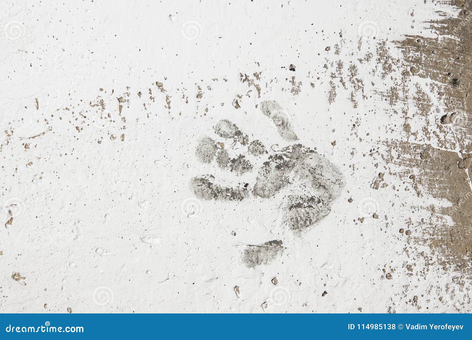 White Hand Paint Prints on Dark Rough Wall Stock Photo - Image of human ...