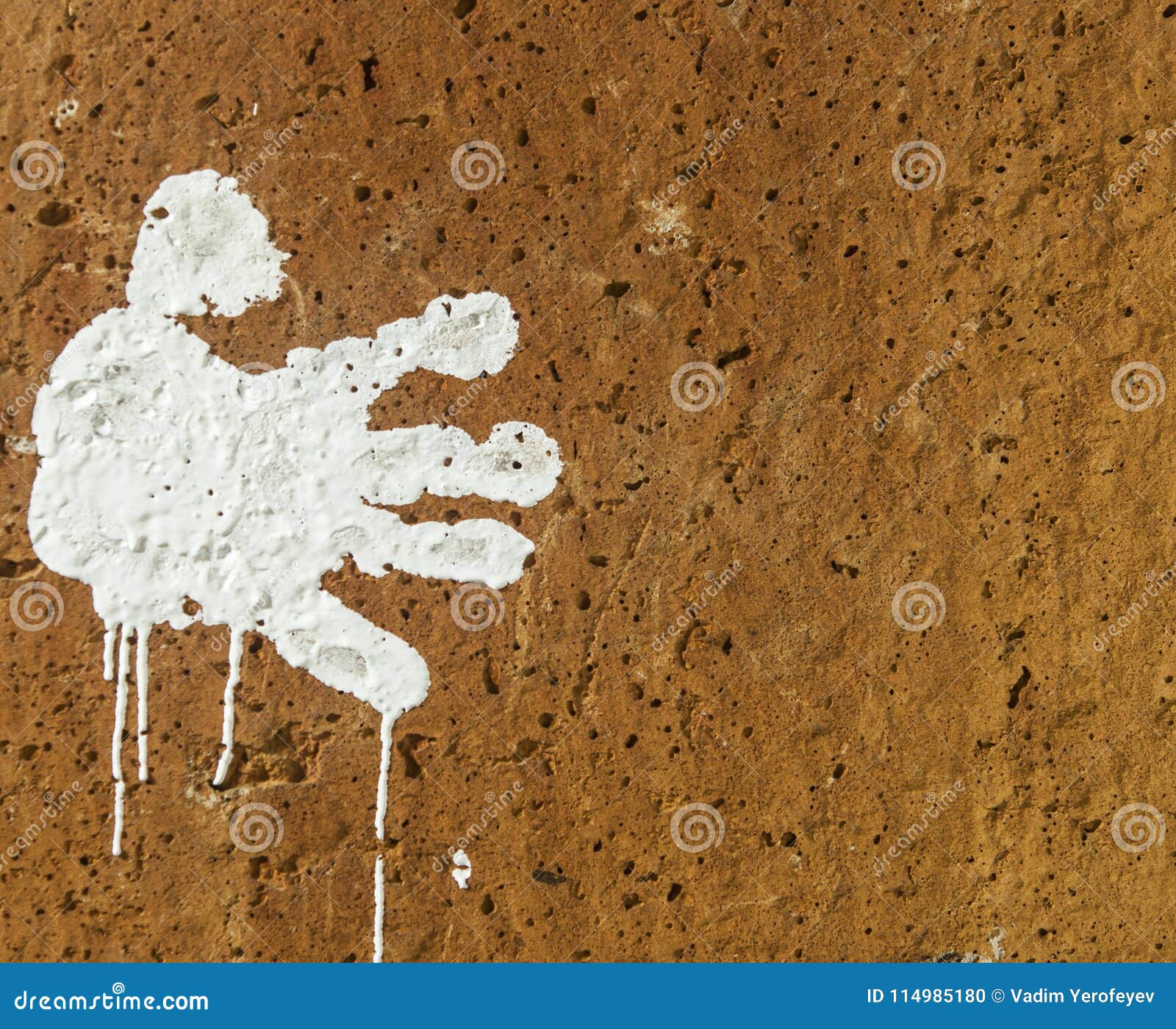 White Hand Paint Prints on Dark Rough Wall Stock Photo - Image of ...