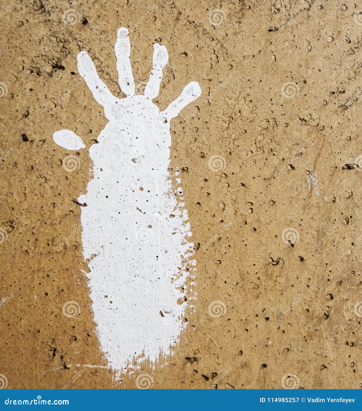 White Hand Paint Prints on Dark Rough Wall Stock Image - Image of print ...