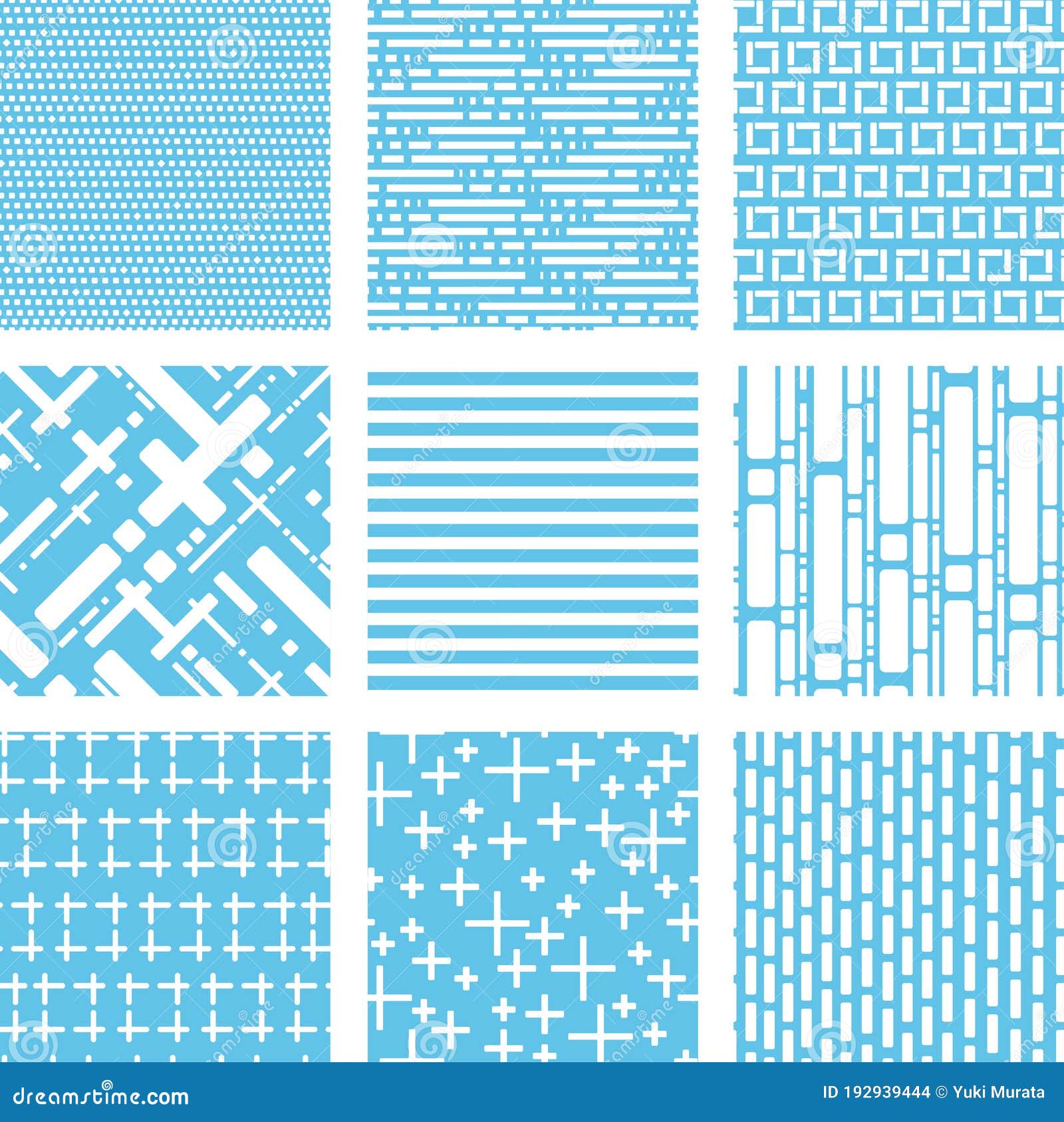 White Hand Painted Simple Rectangular Pattern Variation Set Stock ...