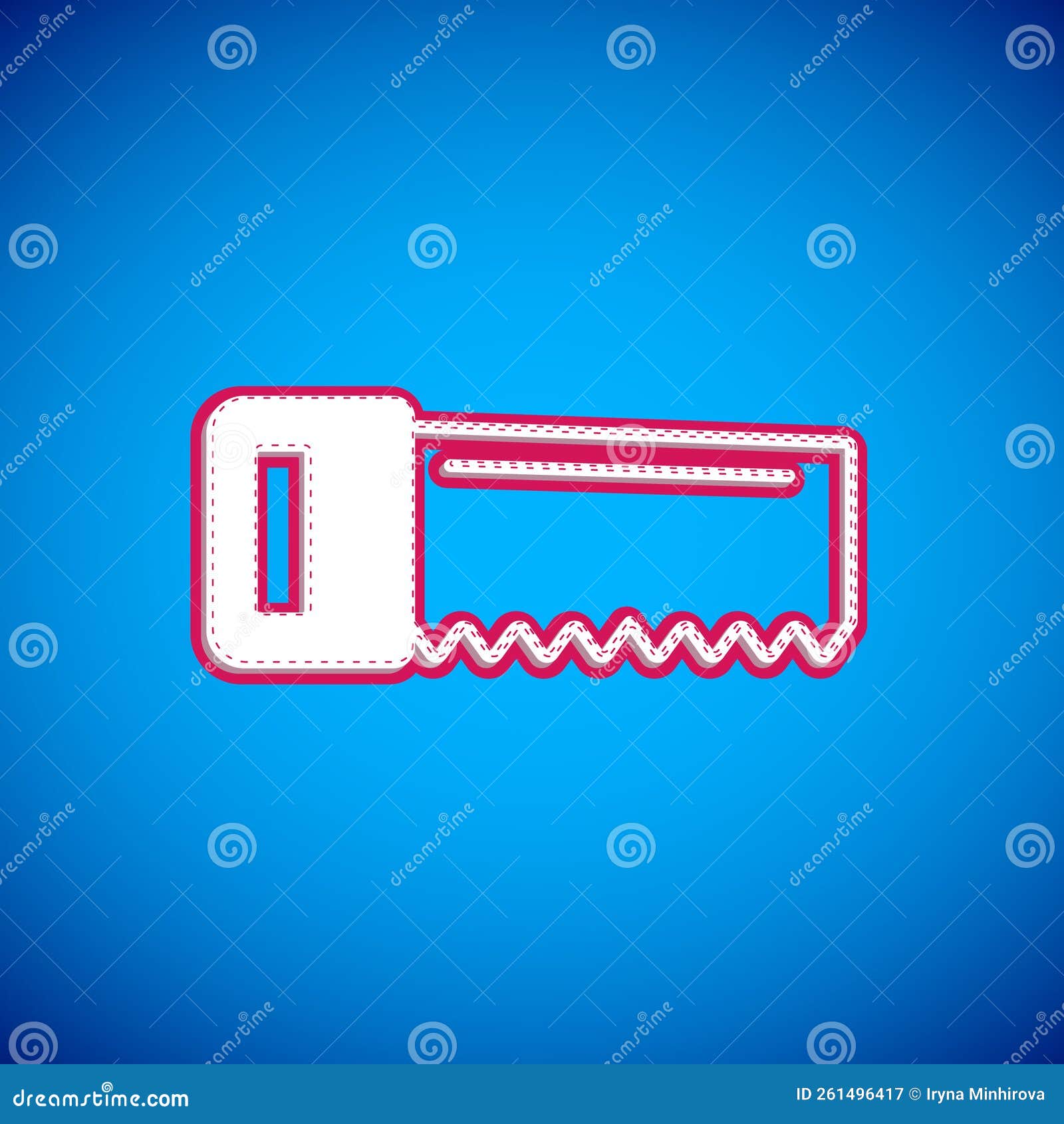 White Hand Saw Icon Isolated on Blue Background. Vector Stock Vector ...