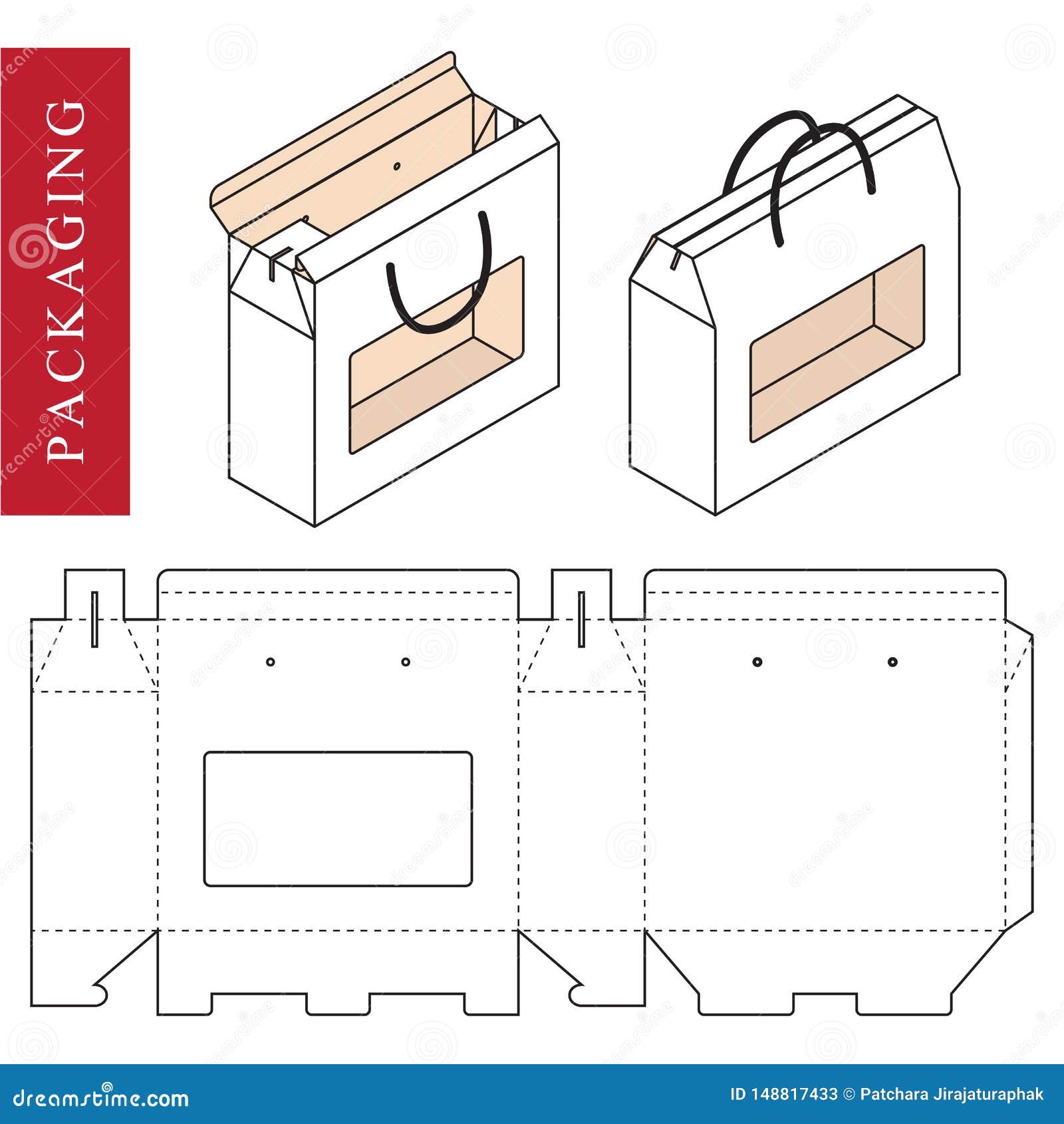 White Handle Package Template Isolated Stock Vector - Illustration of ...
