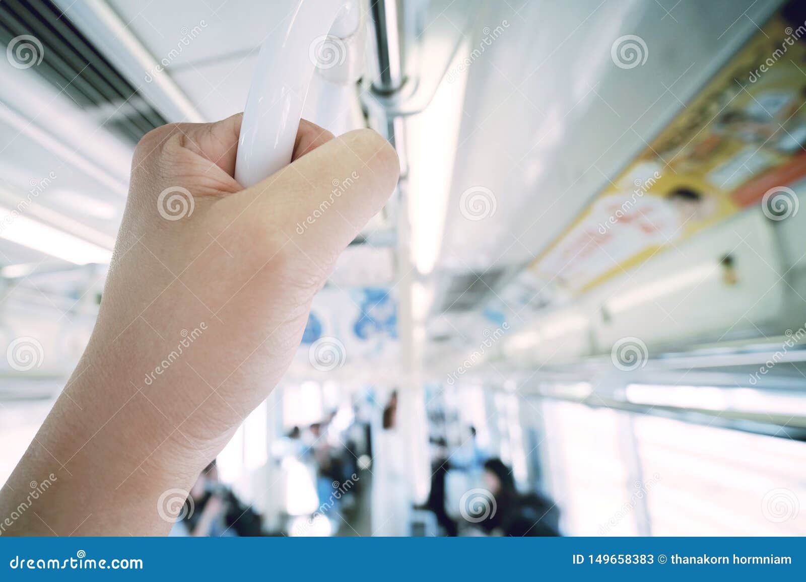 White Handrail in Subway Train Stock Image - Image of handrails ...