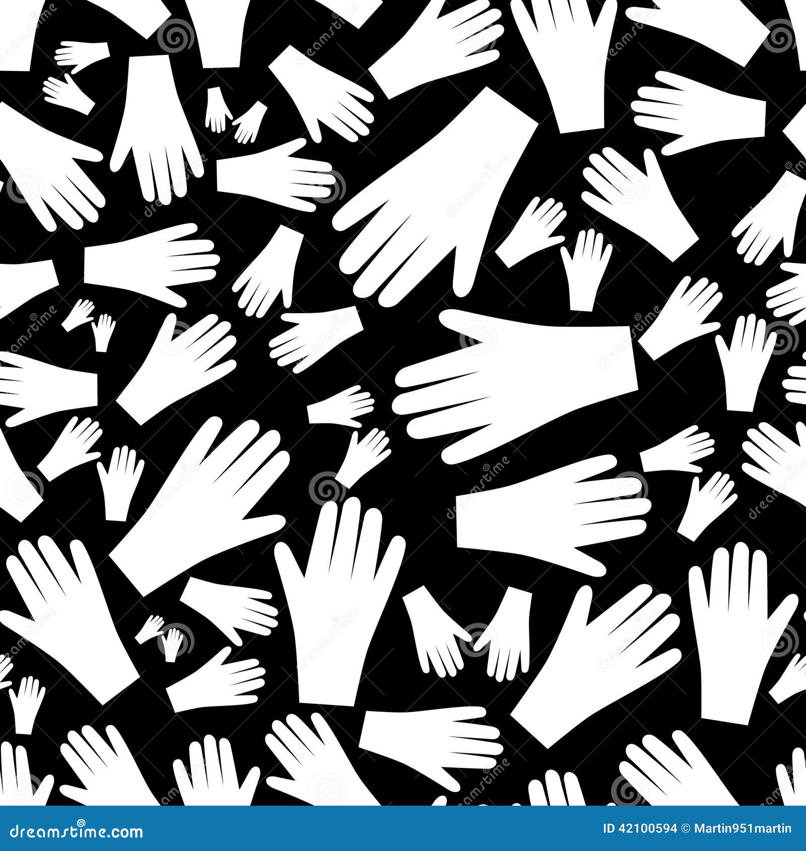 White Hands Seamless Pattern Stock Vector - Illustration of hand, black ...