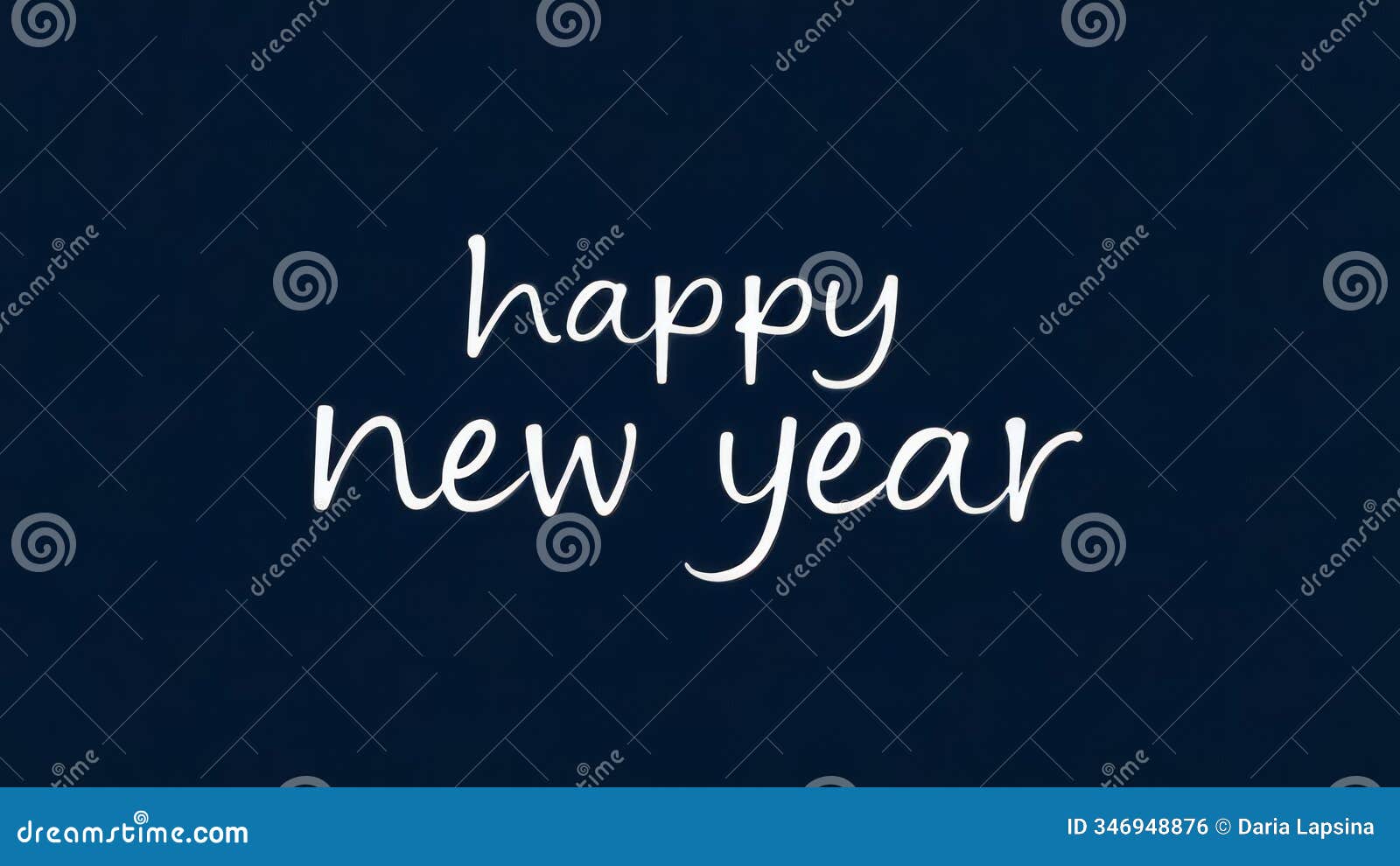 White Handwriting Thin Letters Happy New Year Over Empty Dark Blue ...