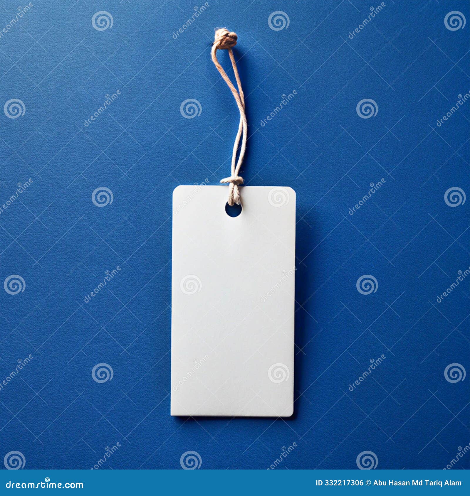 White Hang Tag Mockup on Navy Blue Stock Illustration - Illustration of ...