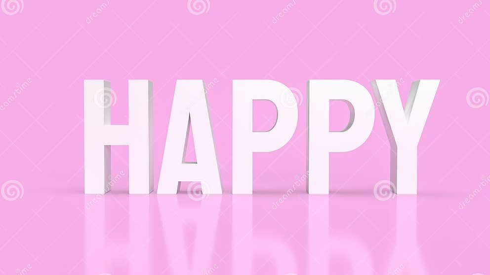 White Happy on Pink Background for Abstract Concept 3d Rendering Stock ...