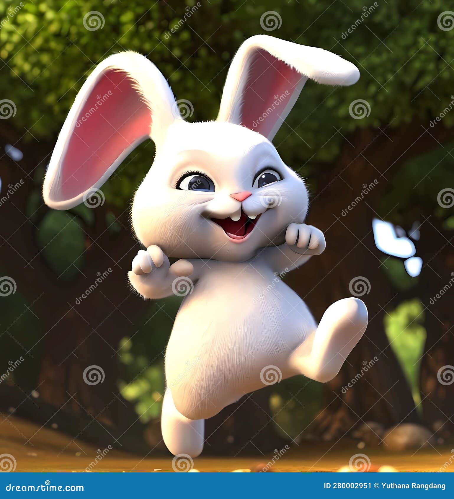 White Happy Rabbit , Generate by Ai Stock Illustration - Illustration ...