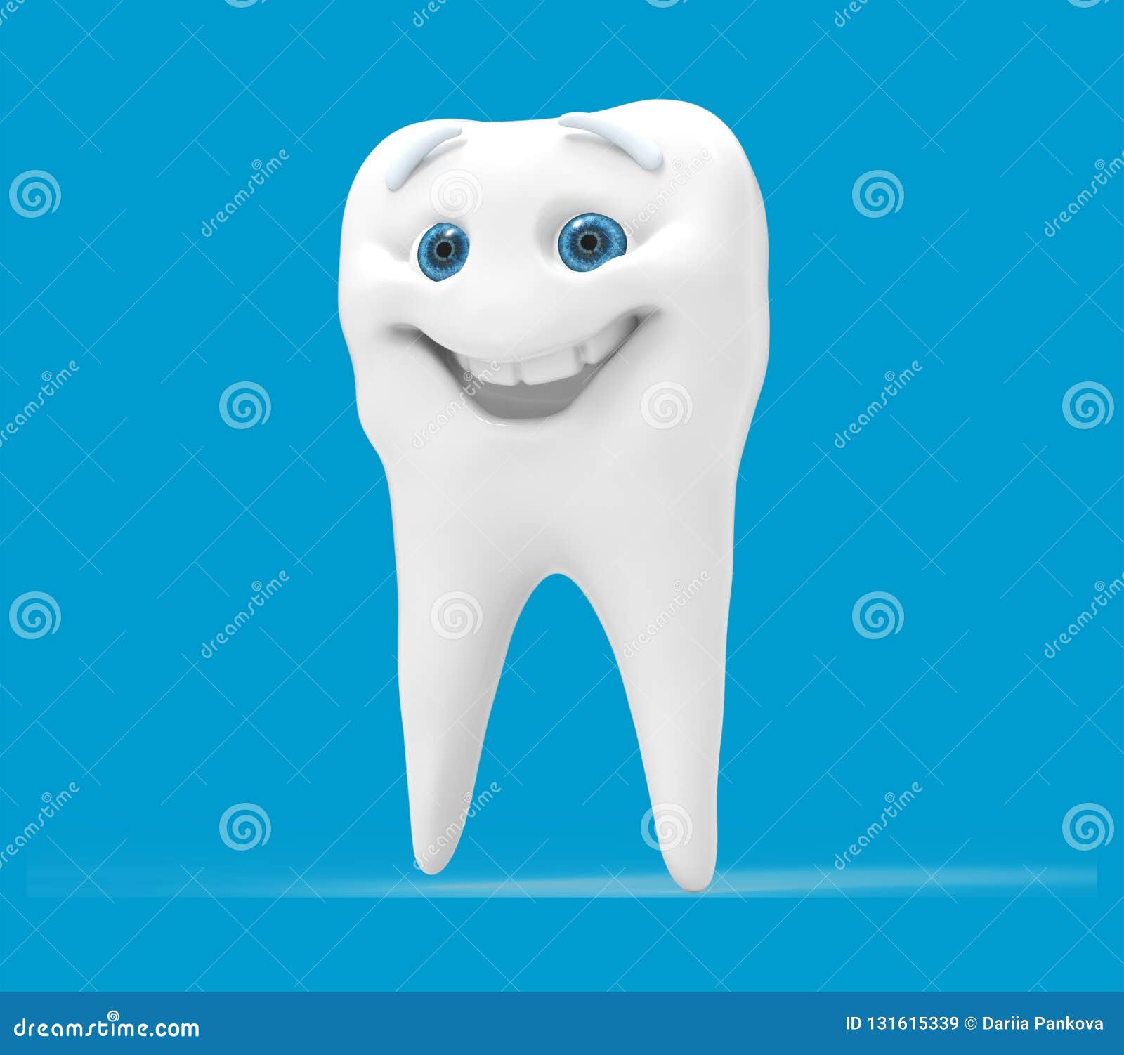 White Happy Tooth Smiling. 3d Illustration. Stock Illustration ...