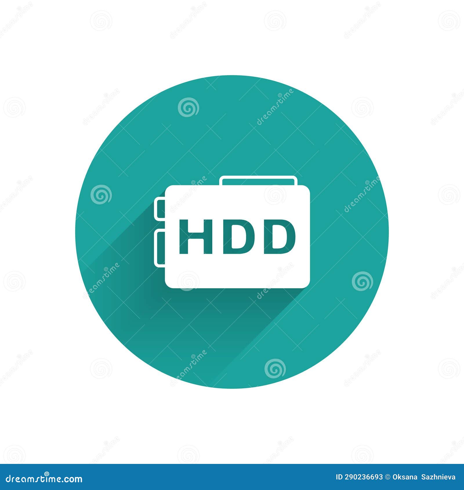 White Hard Disk Drive HDD Icon Isolated with Long Shadow Background ...