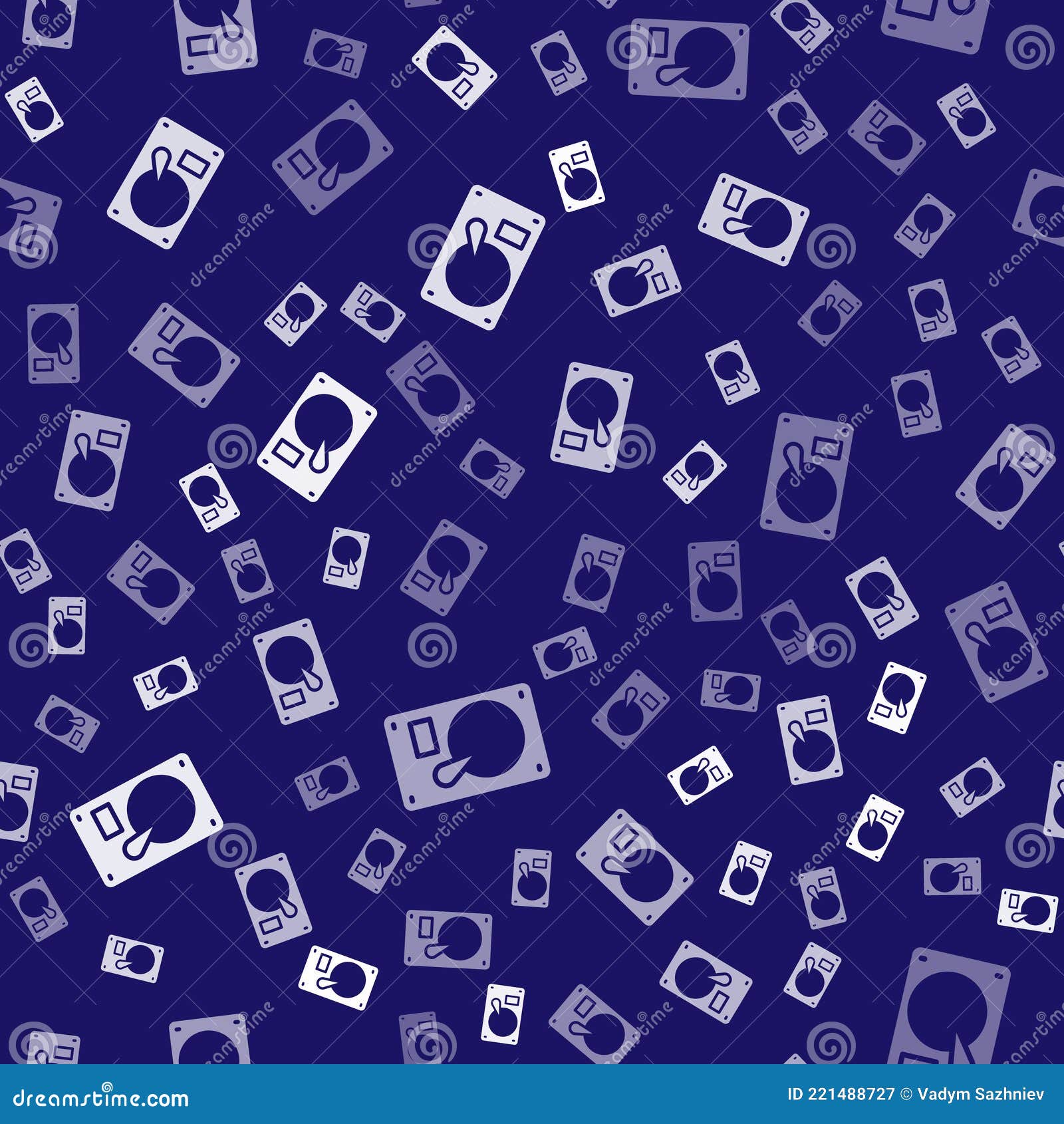 White Hard Disk Drive HDD Icon Isolated Seamless Pattern on Blue ...